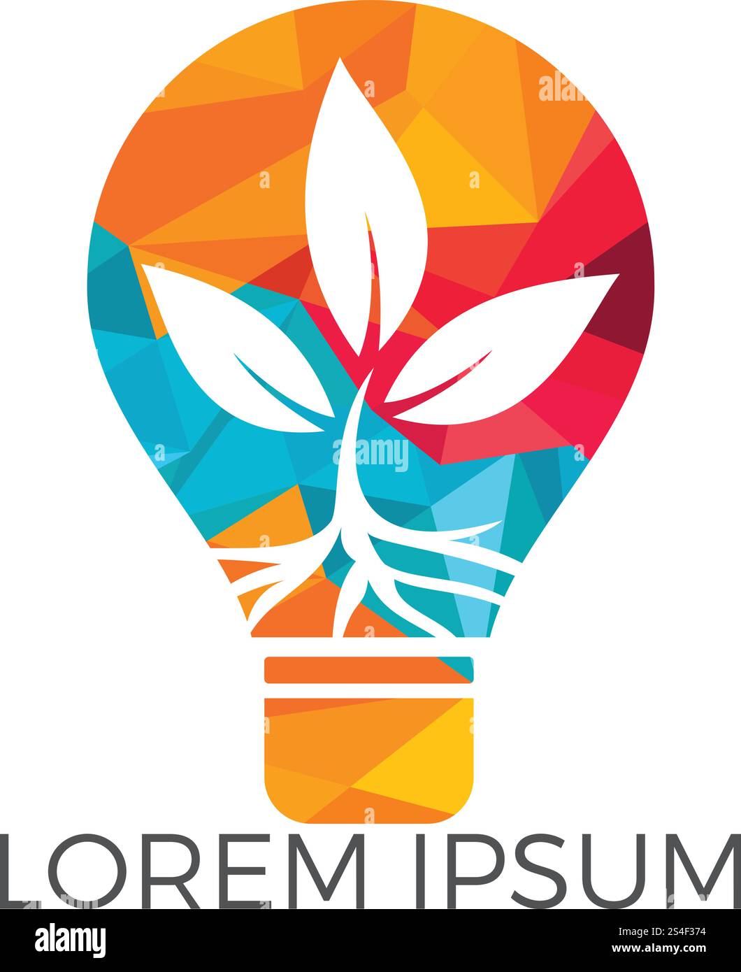 Logo template with plant growing inside light bulb. Ecology, growth ...
