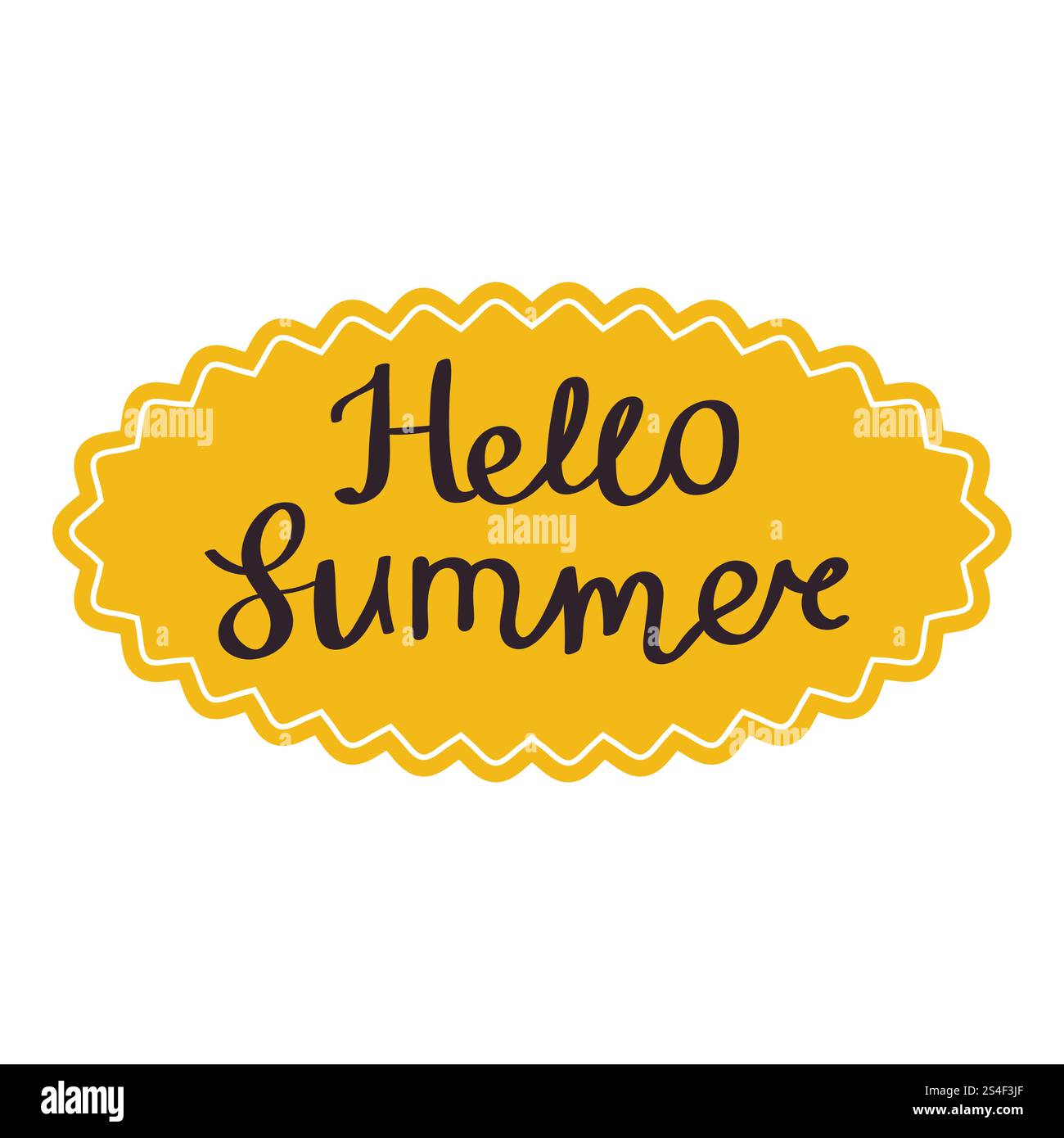 Cute cartoon Hello Summer lettering with frame in flat style ...