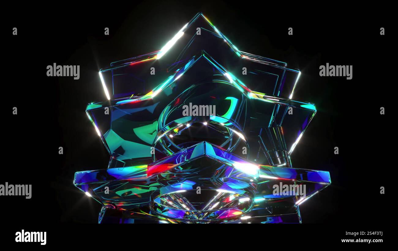 Glass stars on black bg 3d render Stock Photo - Alamy