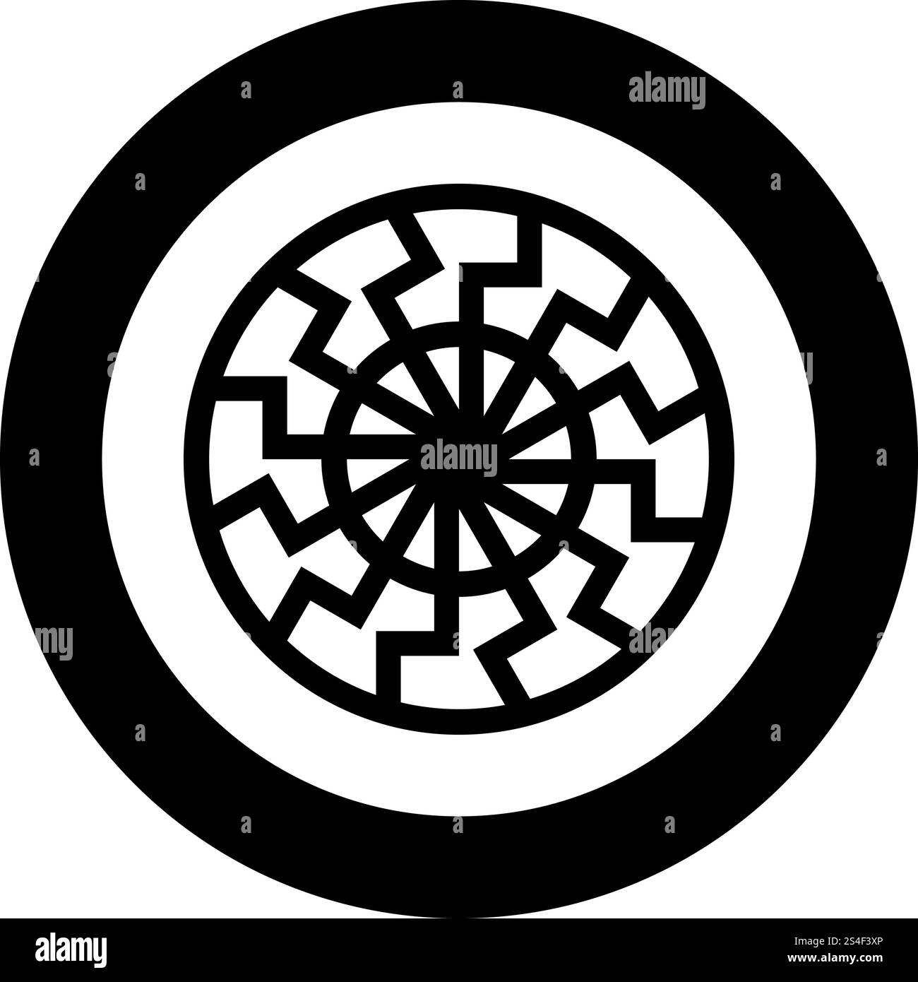 Black Sun Symbol Icon Black Color Vector In Circle Round Illustration Flat Style Simple Image