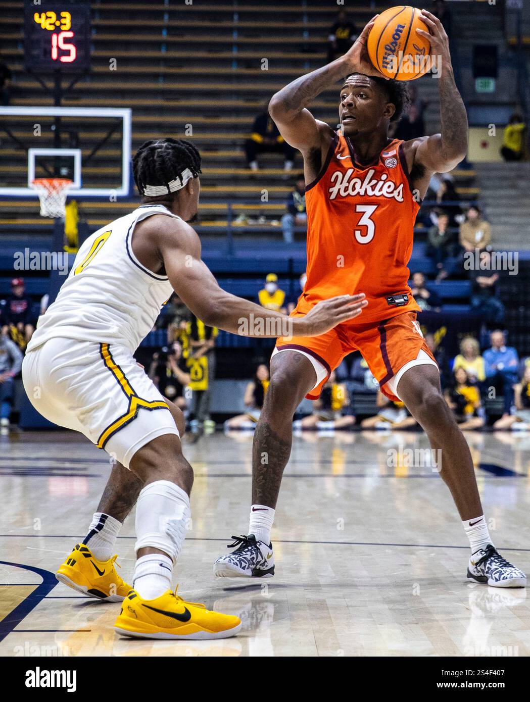 January 11 2025 Berkeley, CA U.S.A. Virginia Tech guard Jaydon Young (3 ...