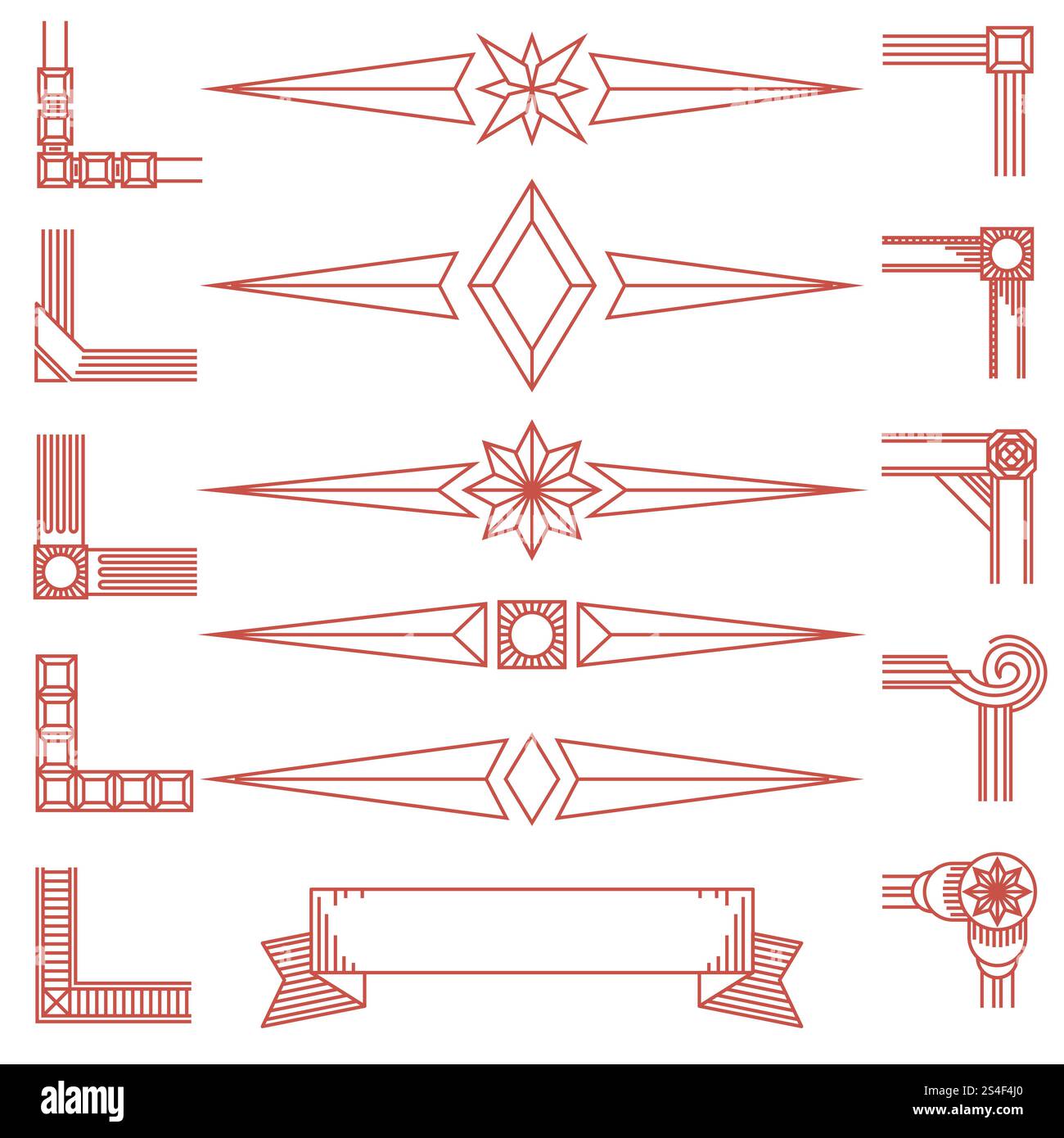 Vintage geometric shapes and corners isolated on white. Vector ...