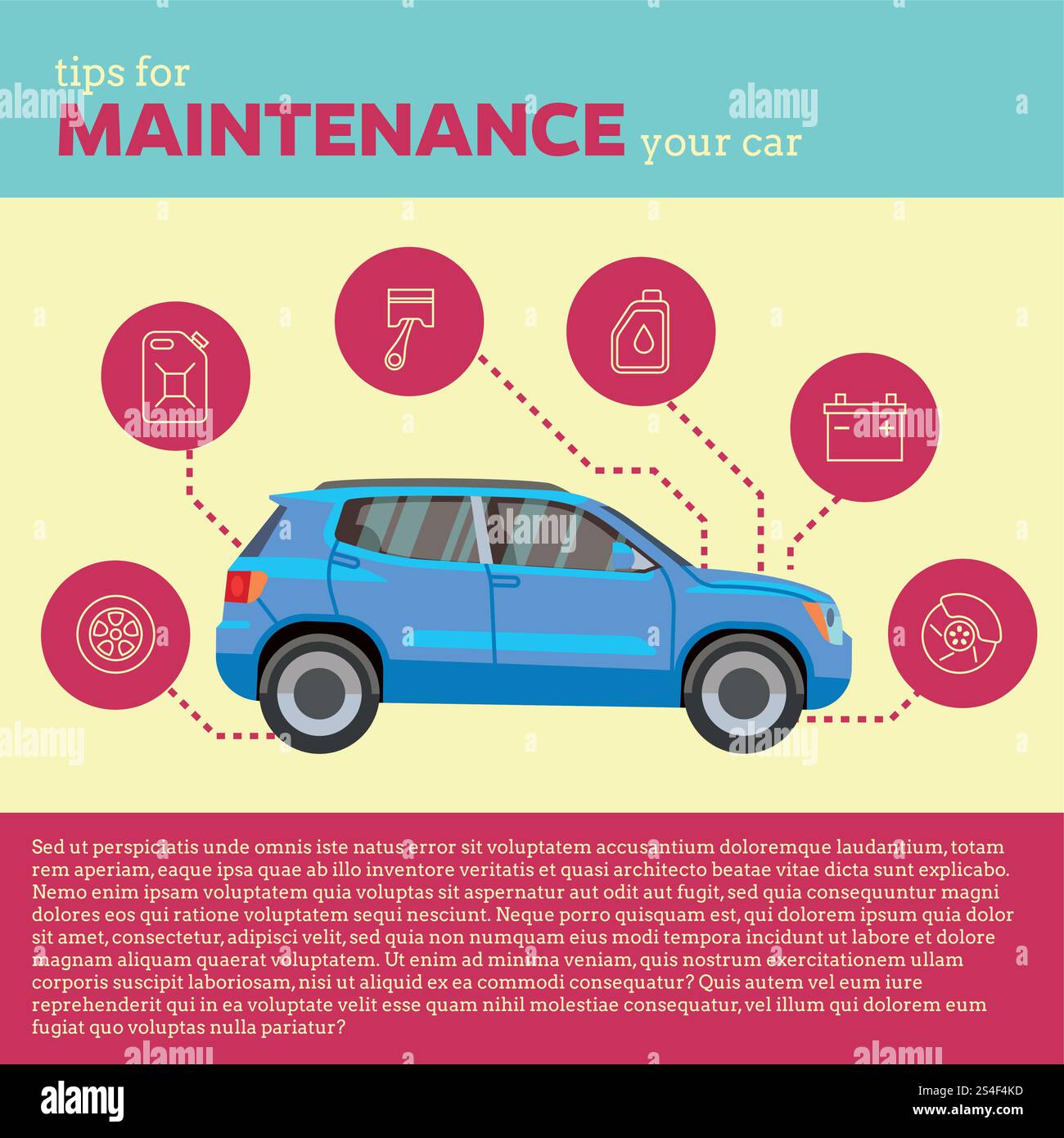 Cars tips vector illustration. Blue suv and line icons. Transportation 4x4 vehicle machine. Cars ...