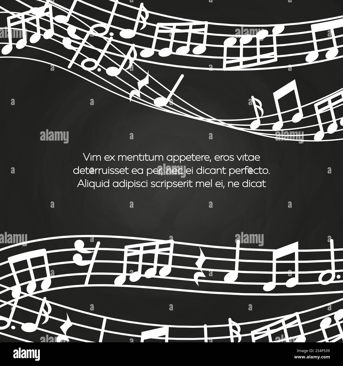 Musical blackboard background design - chalkboard with music notes and ...