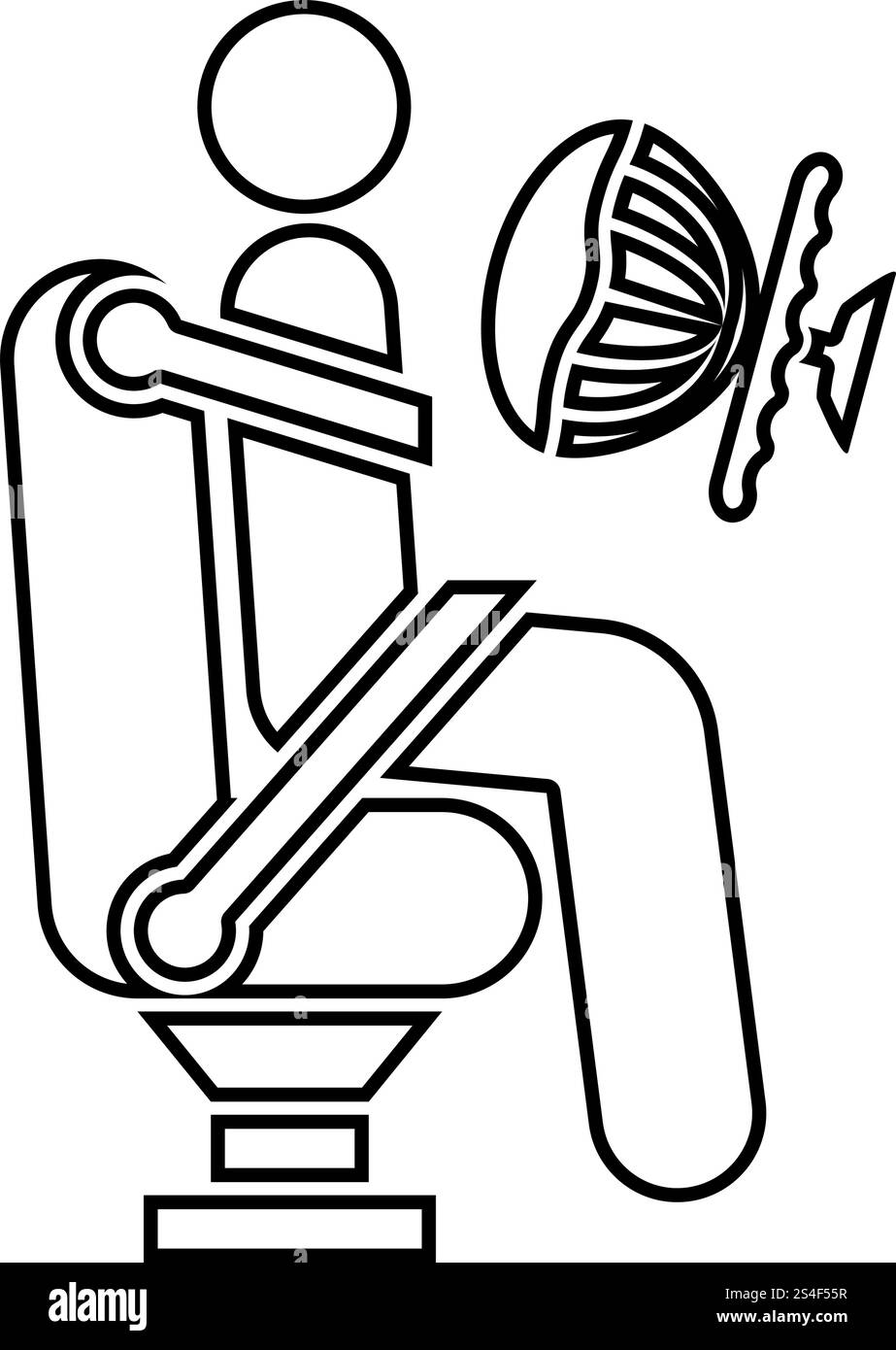 Driver at the wheel of a vehicle wearing a seat belt and airbag Man ...