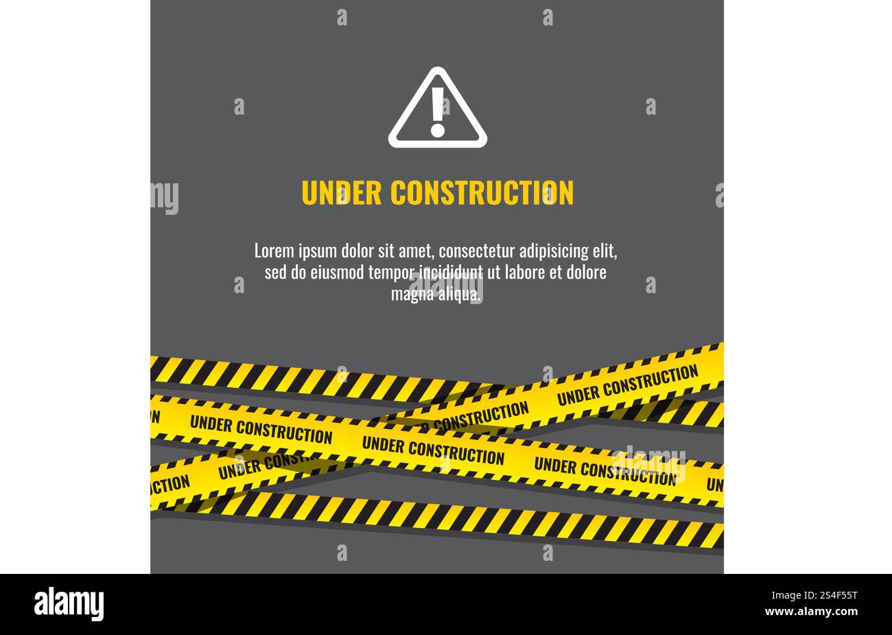 Under construction website page with black and yellow striped borders ...