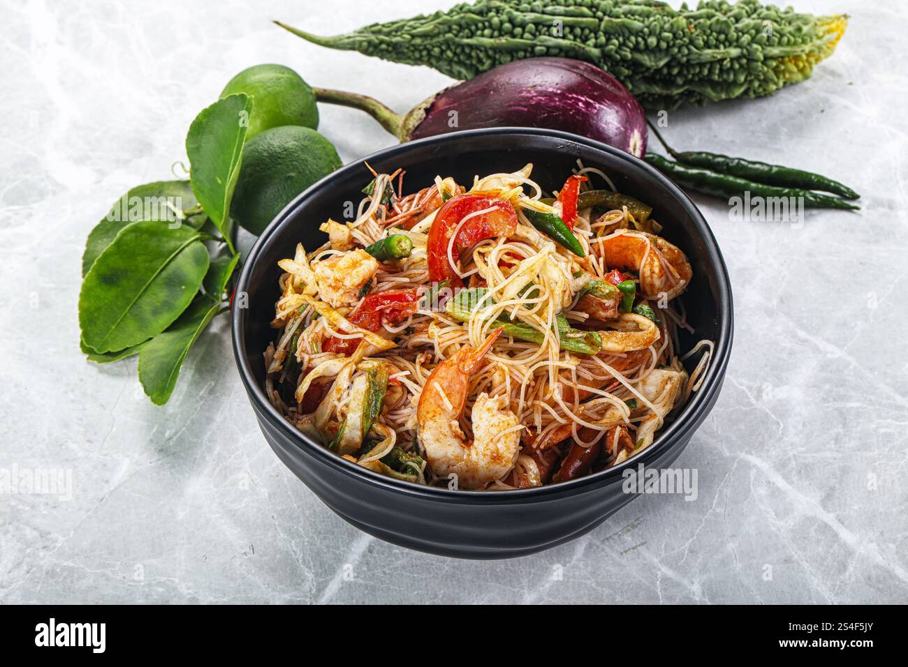 Thai Spicy Vermicelli Salad with Prawns - YAM WOON SEN KOON Stock Photo ...
