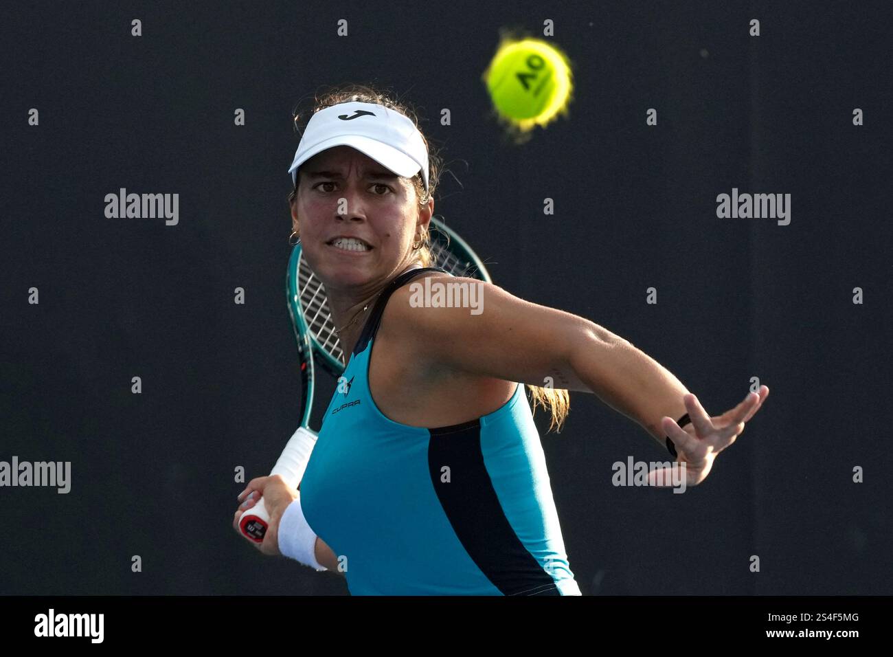 Jessica Bouzas Maneiro of Spain plays a forehand return to Sonay Kartal ...