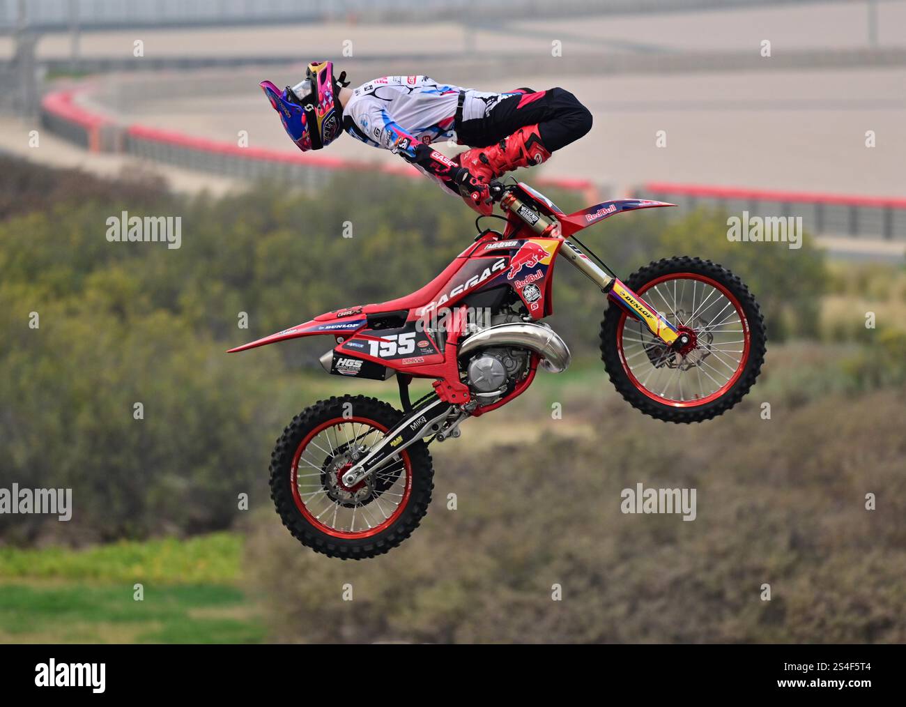 Ahmadi Governorate, Kuwait. 11th Jan, 2025. A biker performs during a ...
