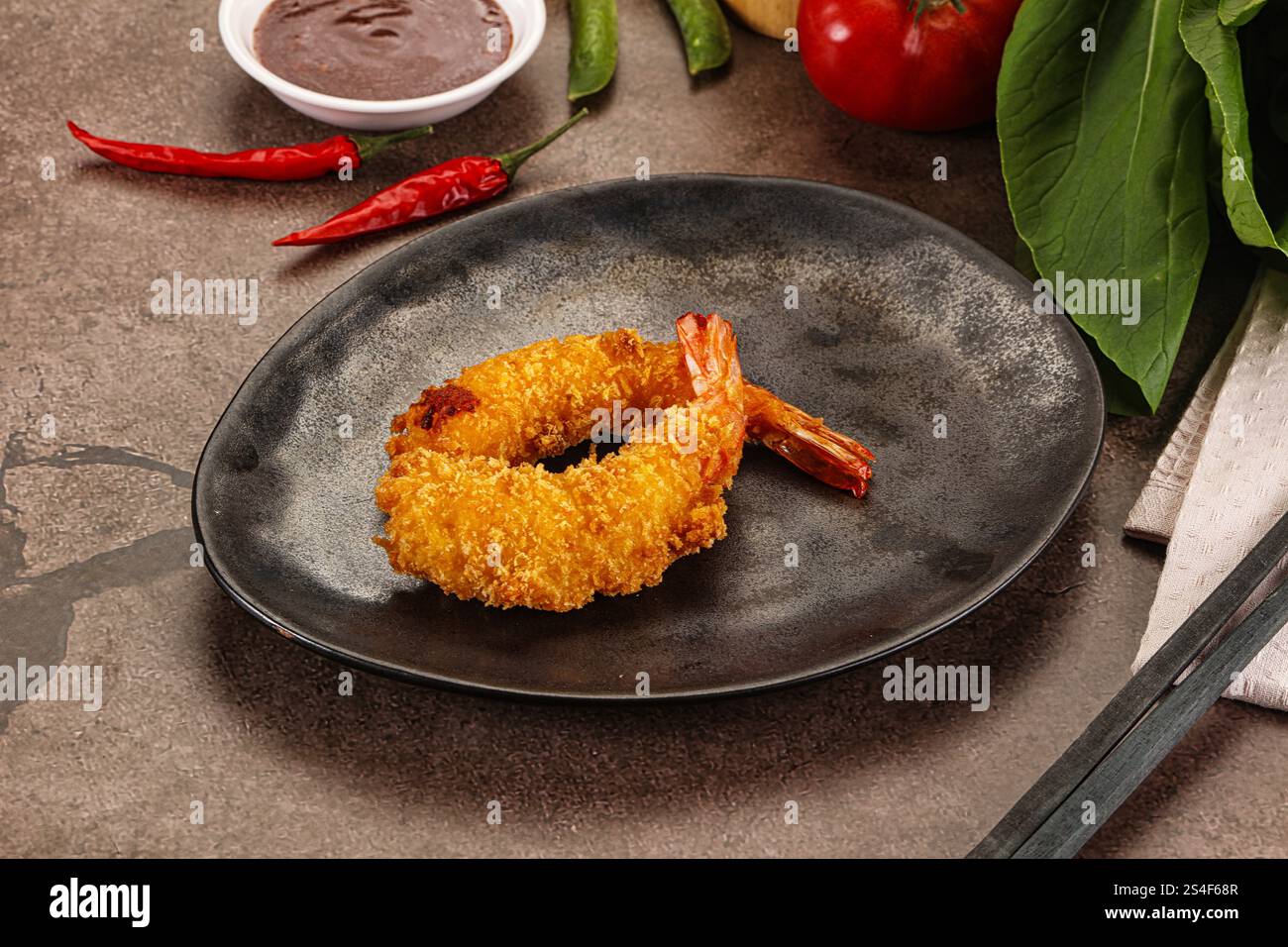Crispy breaded golden fried prawns with sauce Stock Photo - Alamy