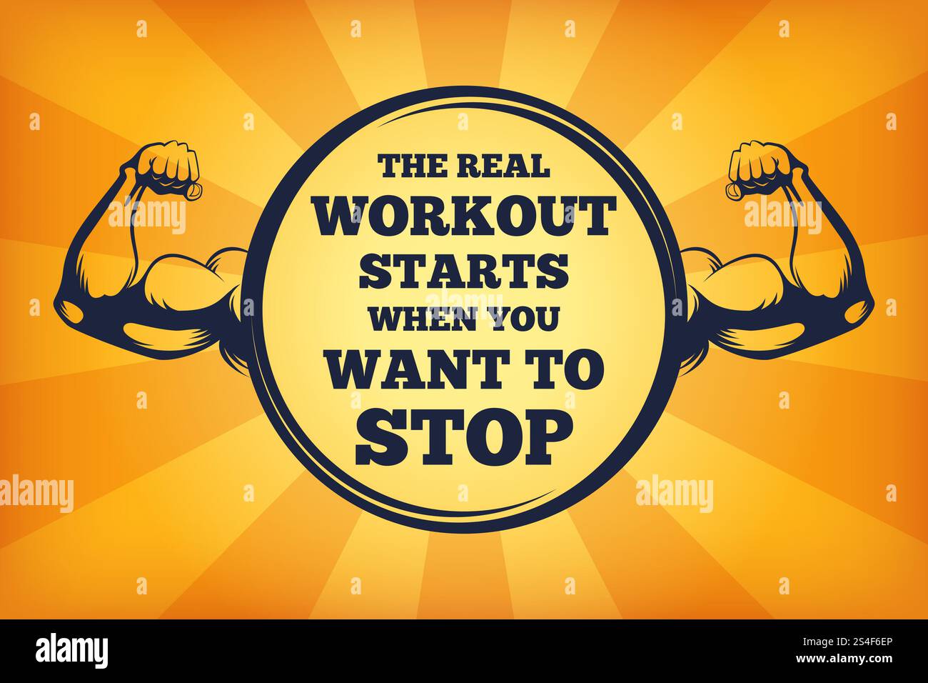 Fitness concept illustration. Strong arms with big bicepses. Vector ...