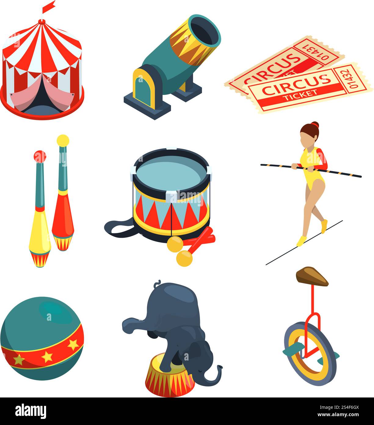 Funny circus illustrations in cartoon style. Lion trainer, clowns ...
