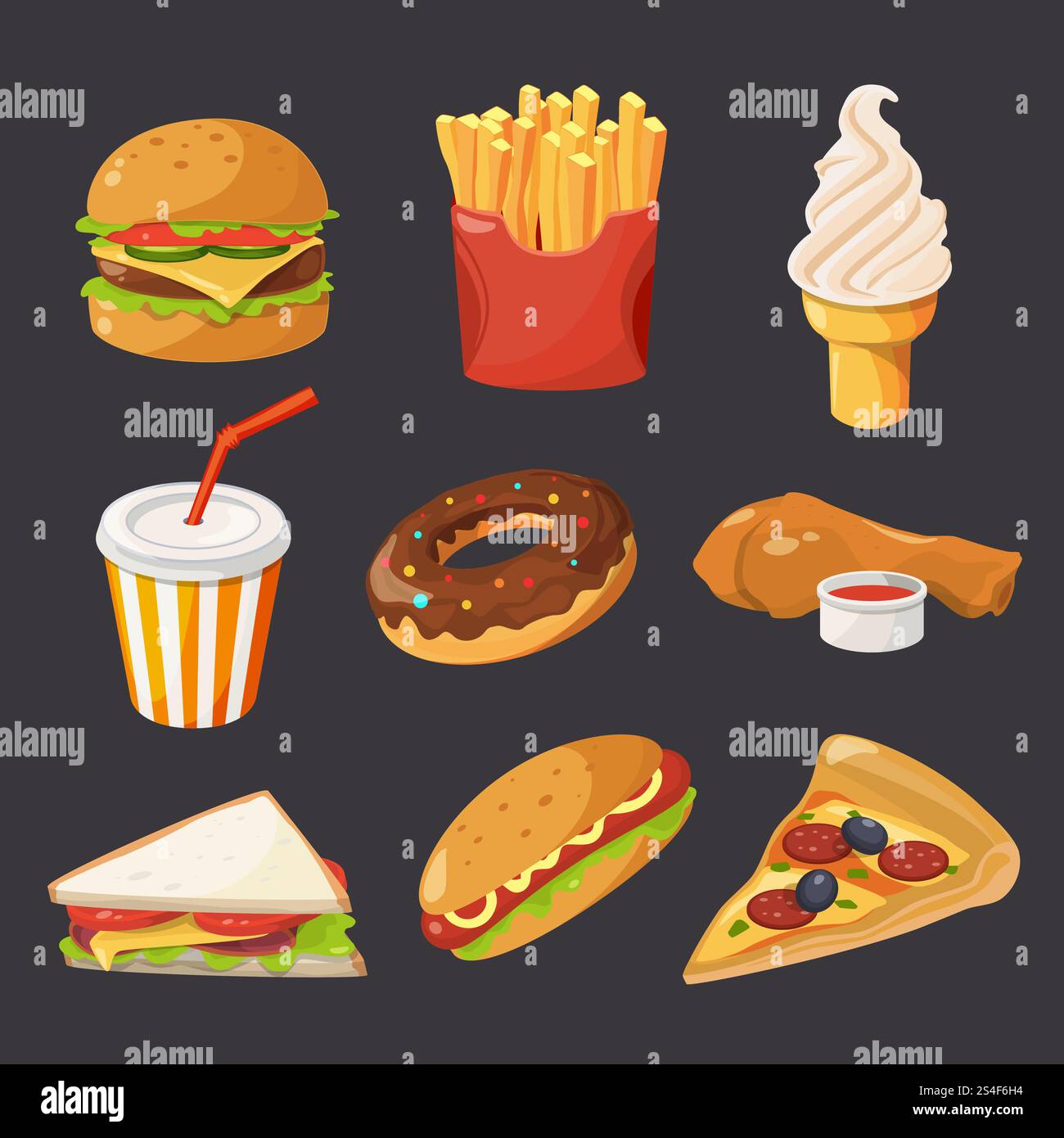 Fast food illustration in cartoon style pictures of burger hi-res stock ...