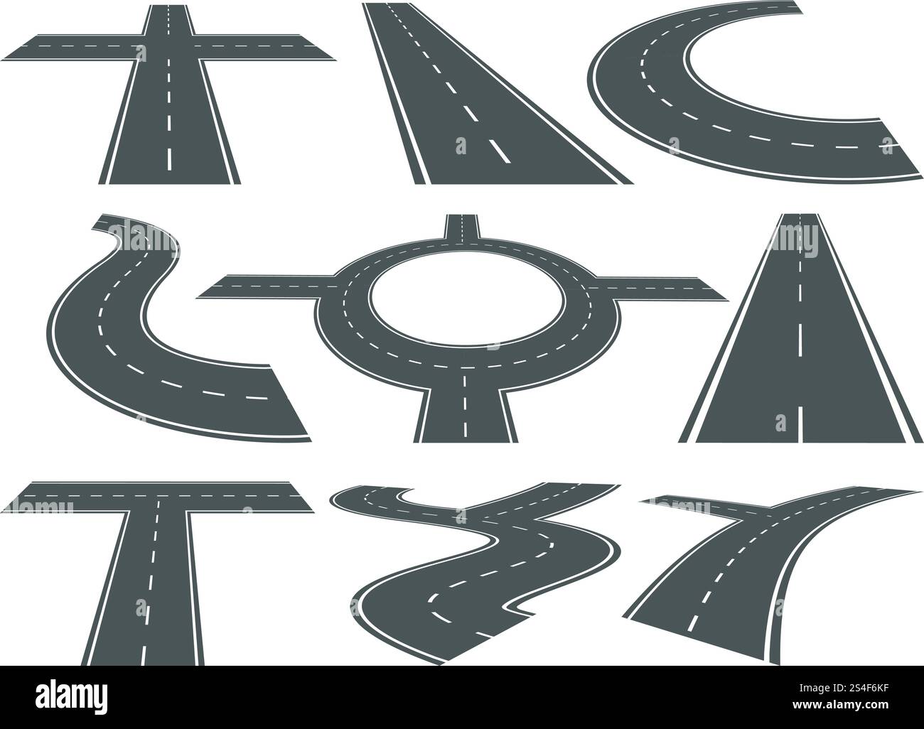 Vector set of pathway different roads. Speed curved symbol for logo ...