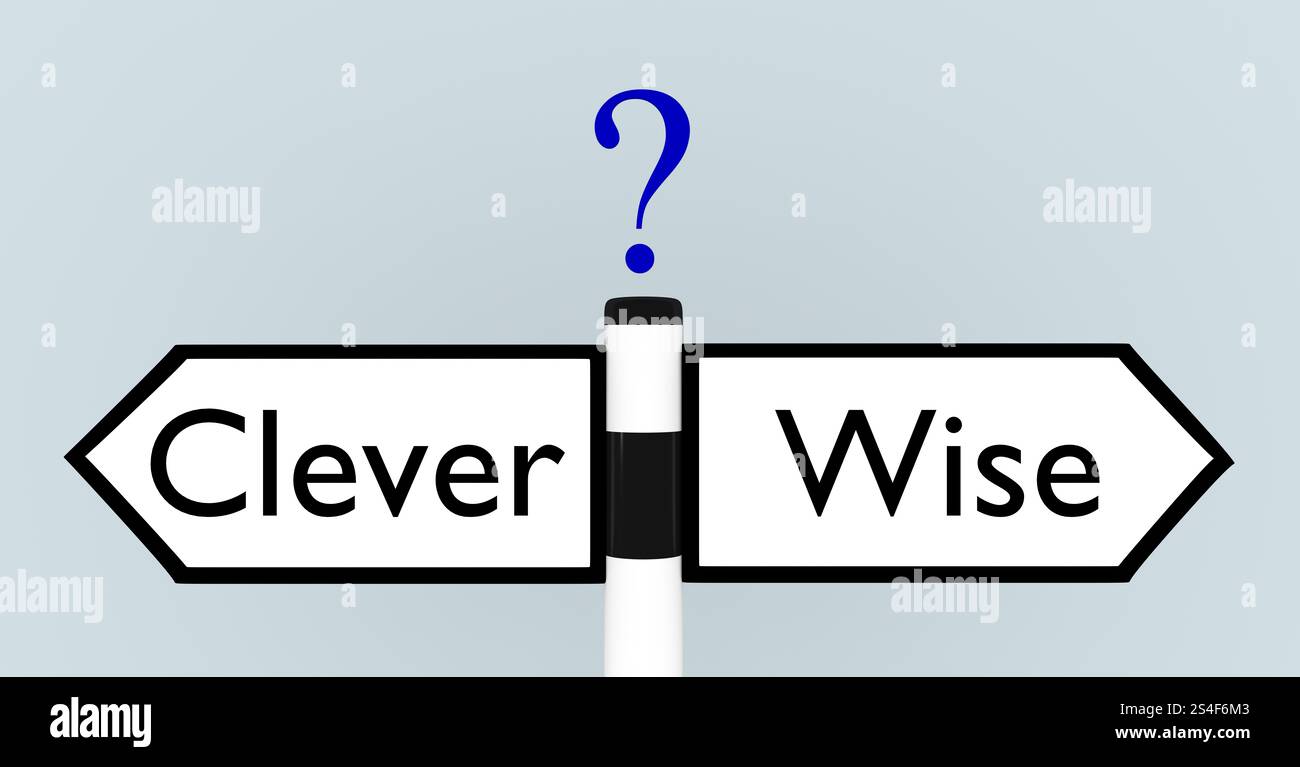 3D illustration of two road signs pointing to opposite directions. on ...