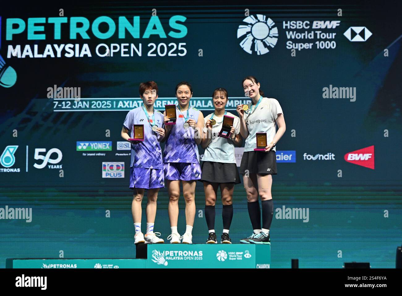 Kuala Lumpur, Malaysia. 12th Jan, 2025. Fukushima Yuki (2nd R)/Matsumoto Mayu (1st R) of Japan ...