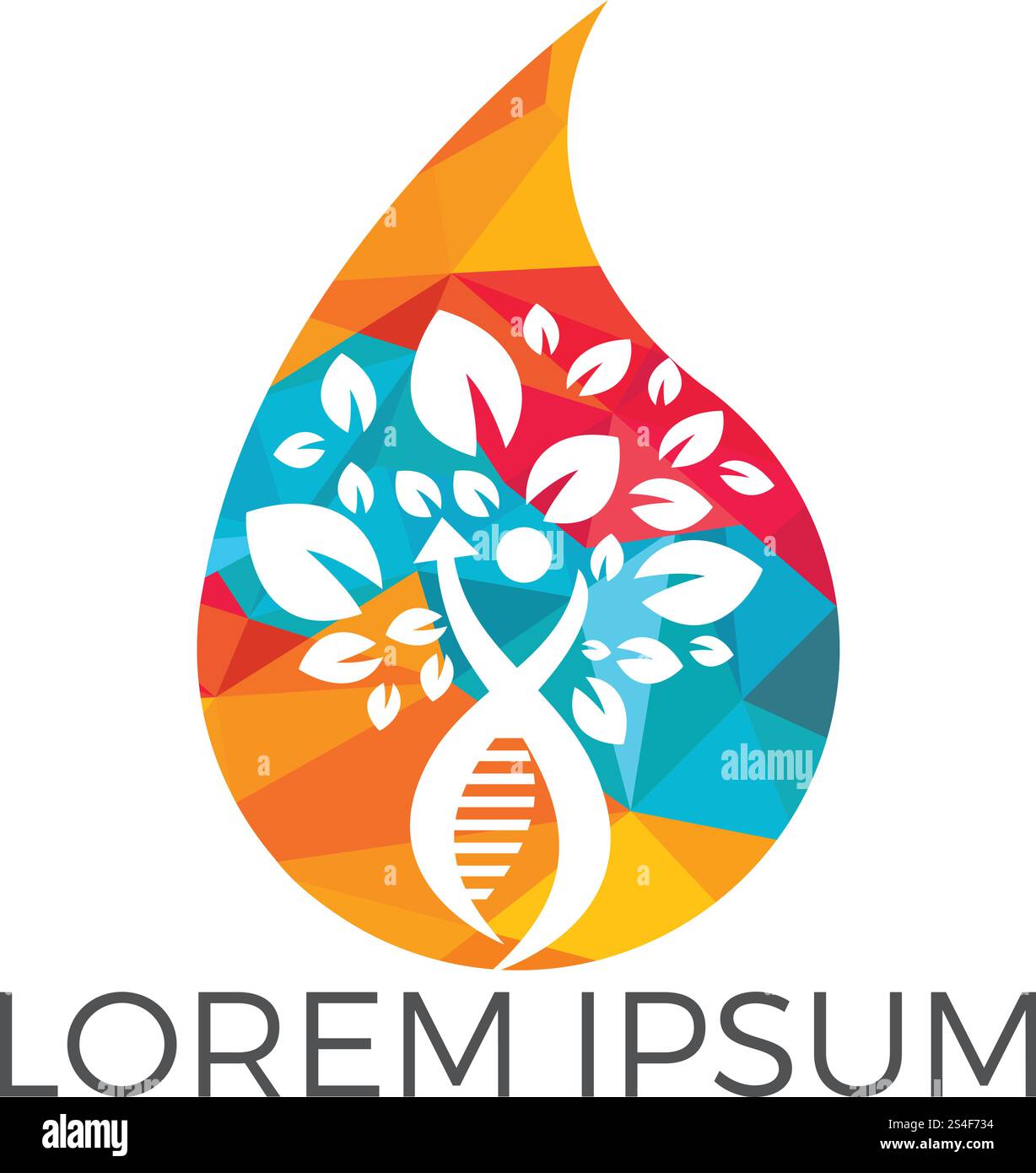 Water drop and human DNA molecules logo design. Abstract Human DNA ...