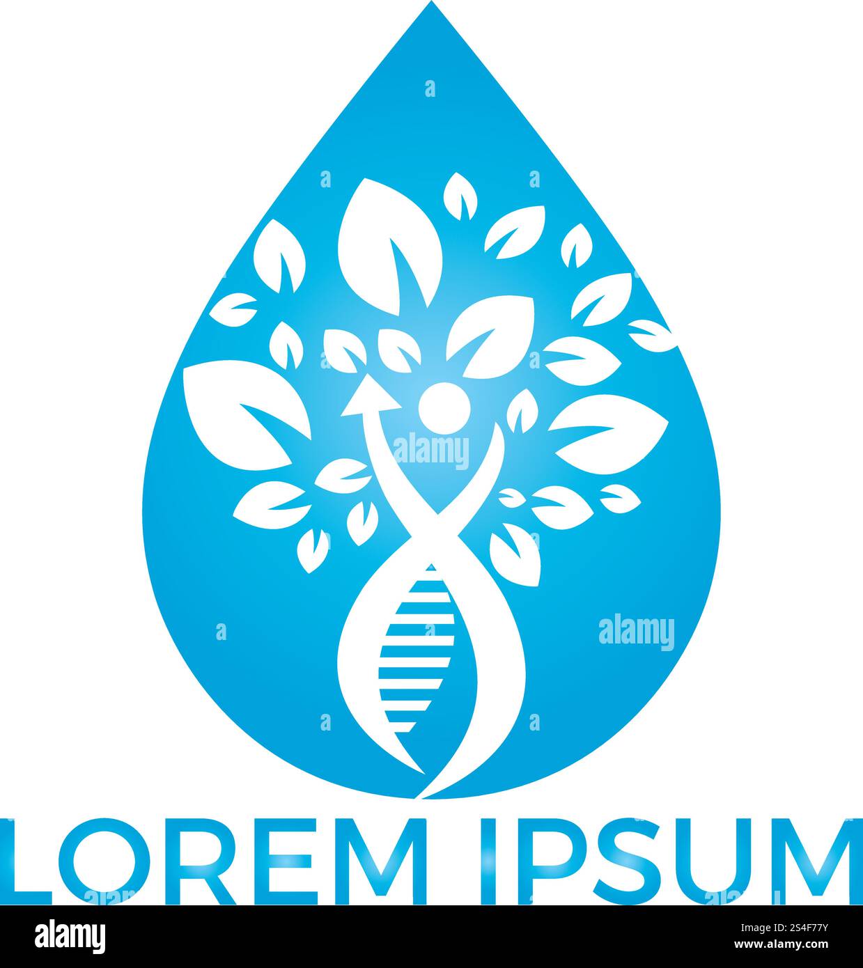 Water drop and human DNA molecules logo design. Abstract Human DNA ...