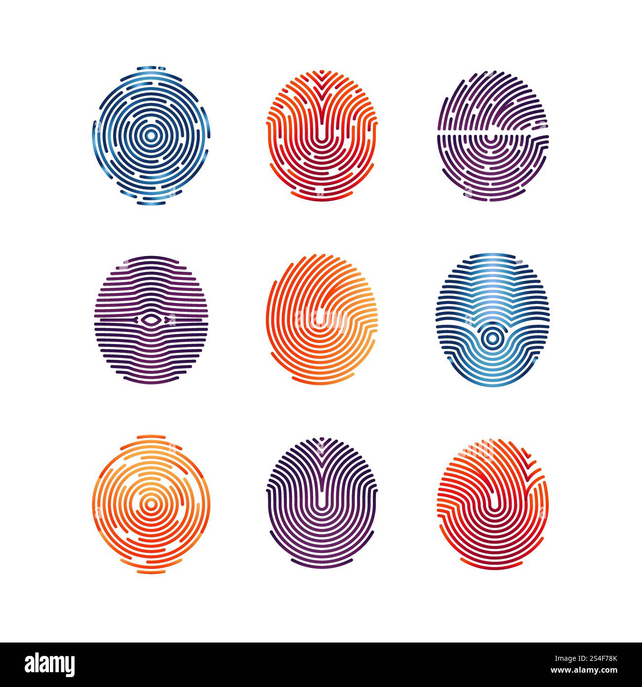 Colorful fingerprints icons - biometric info. Vector biometric ...