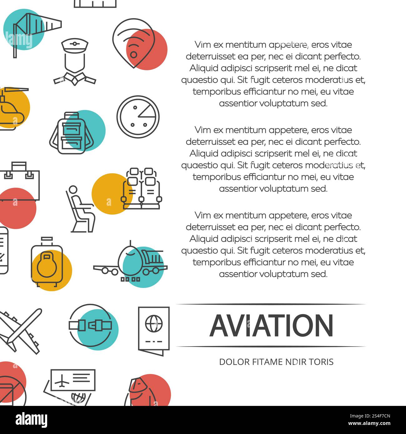 Aviation poster concept with outline icons and colorful elements ...