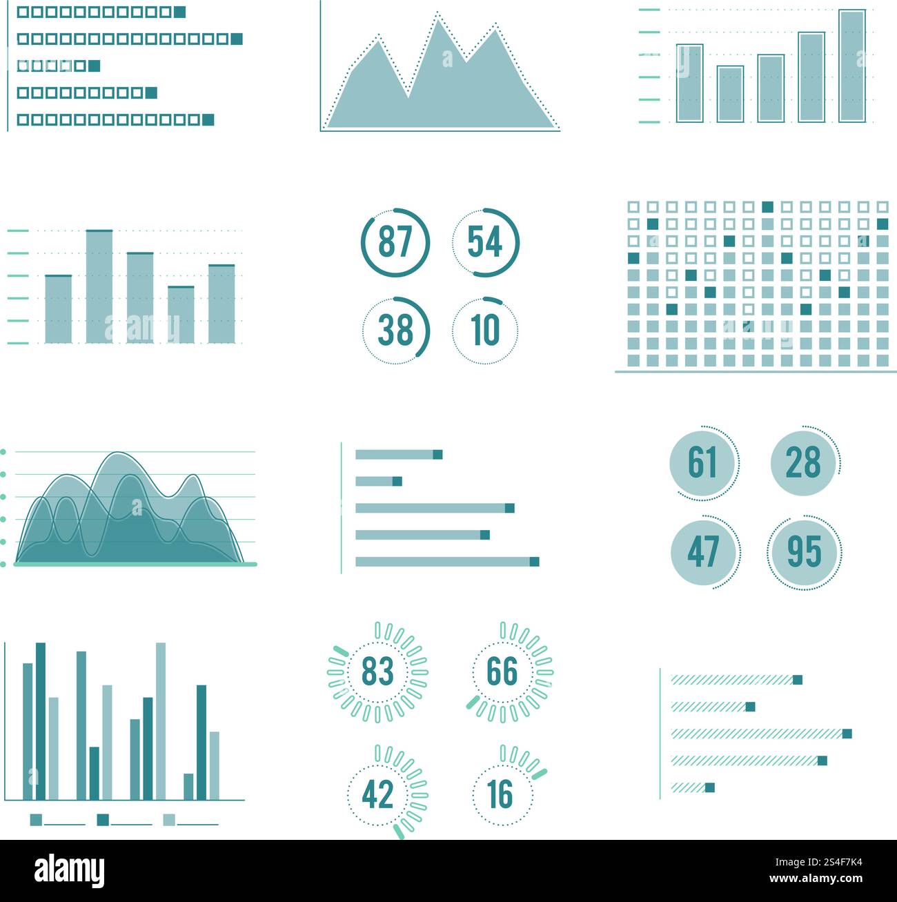 Vector charts and graphs. Line illustration set isolate on white ...