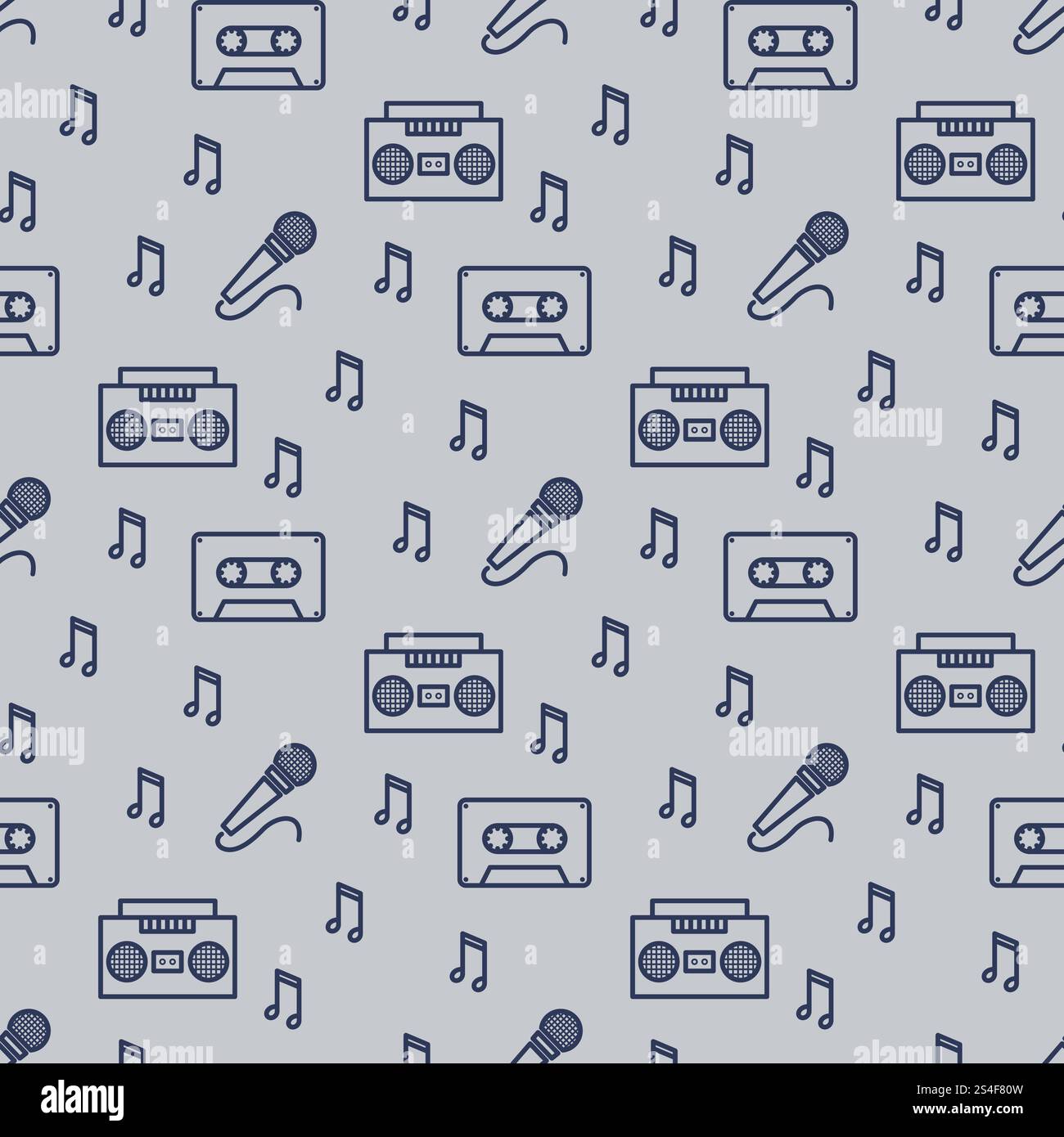 Retro musician seamless pattern design. Background with music tools ...