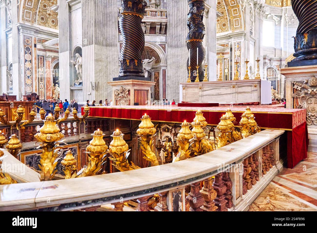 Main altar in the basilica of St. Peter's in Rome, Italy Stock Photo ...