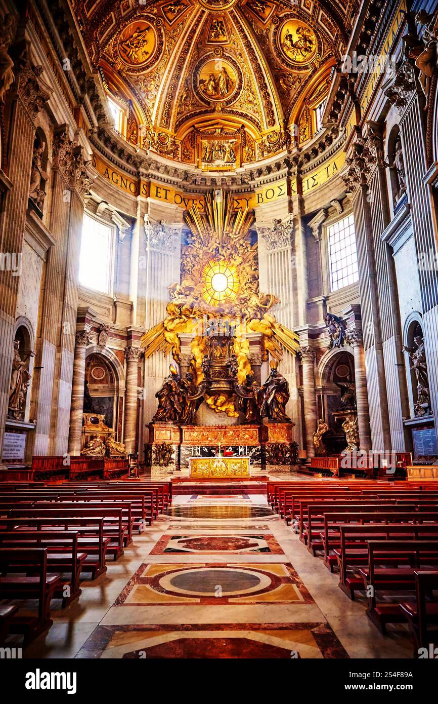 Apse of basilica of St. Peter's in Rome. Masterpieces of Bernini; Chair ...