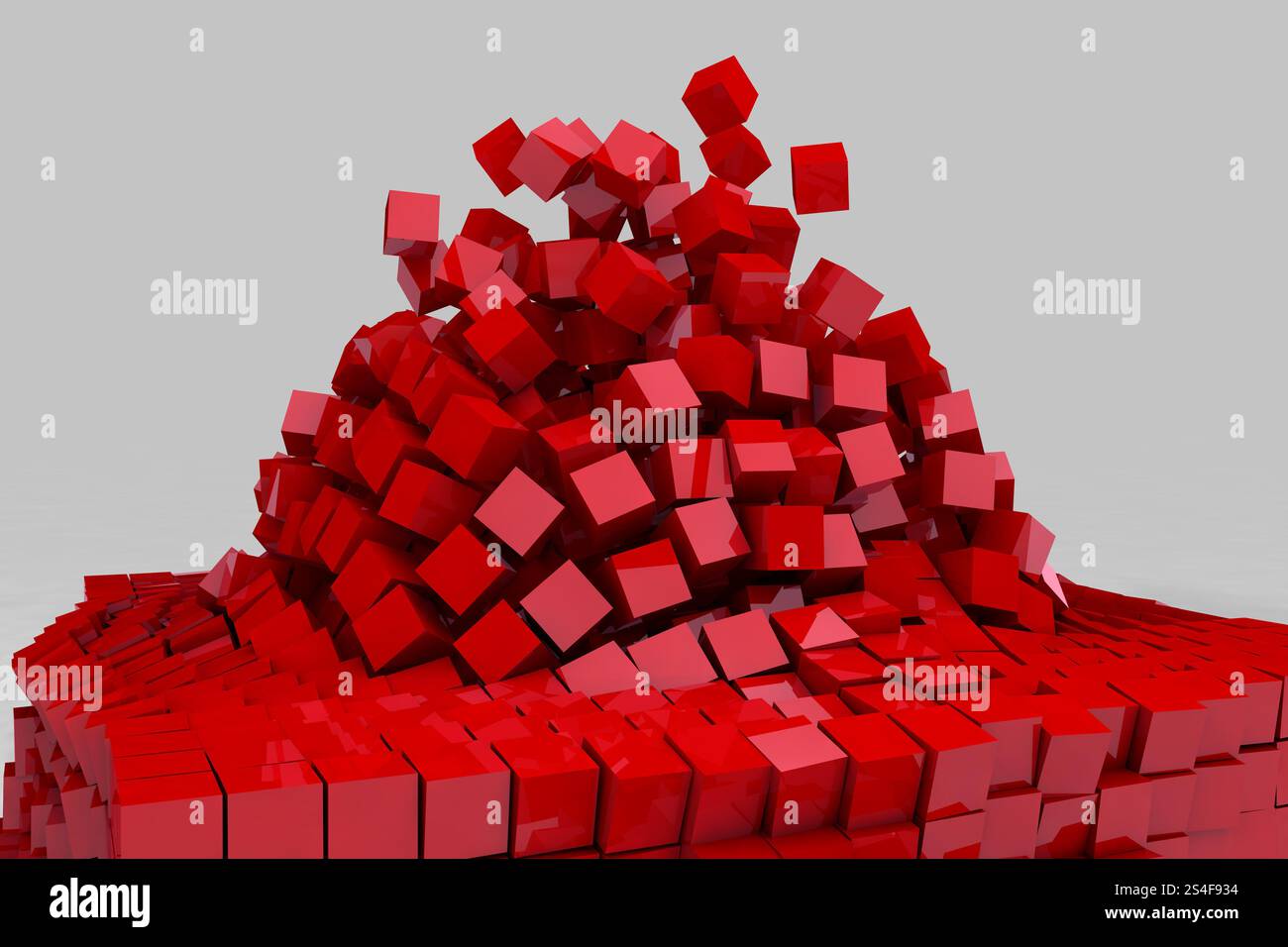 Explosion of field of red cubes. 3D render image Stock Photo - Alamy