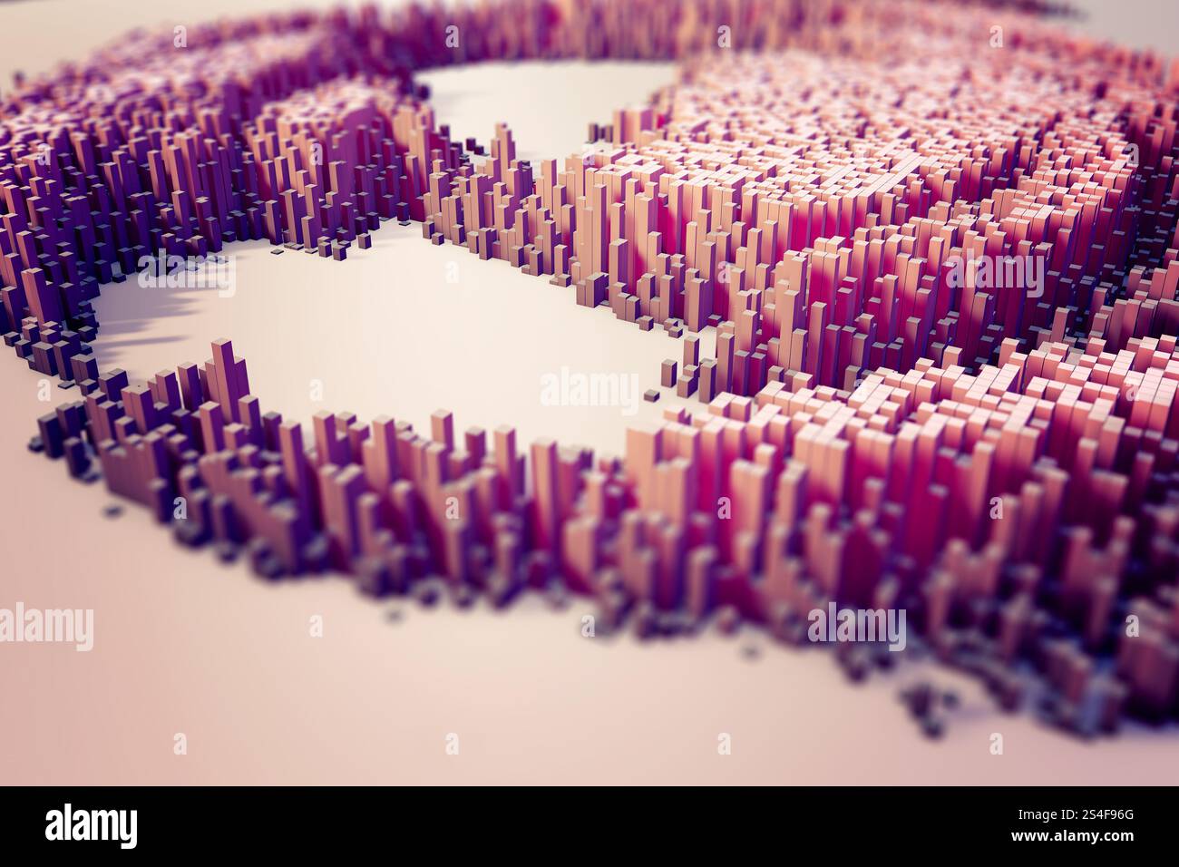 Colorful field of cube columns that make up the abstract entity. 3D ...