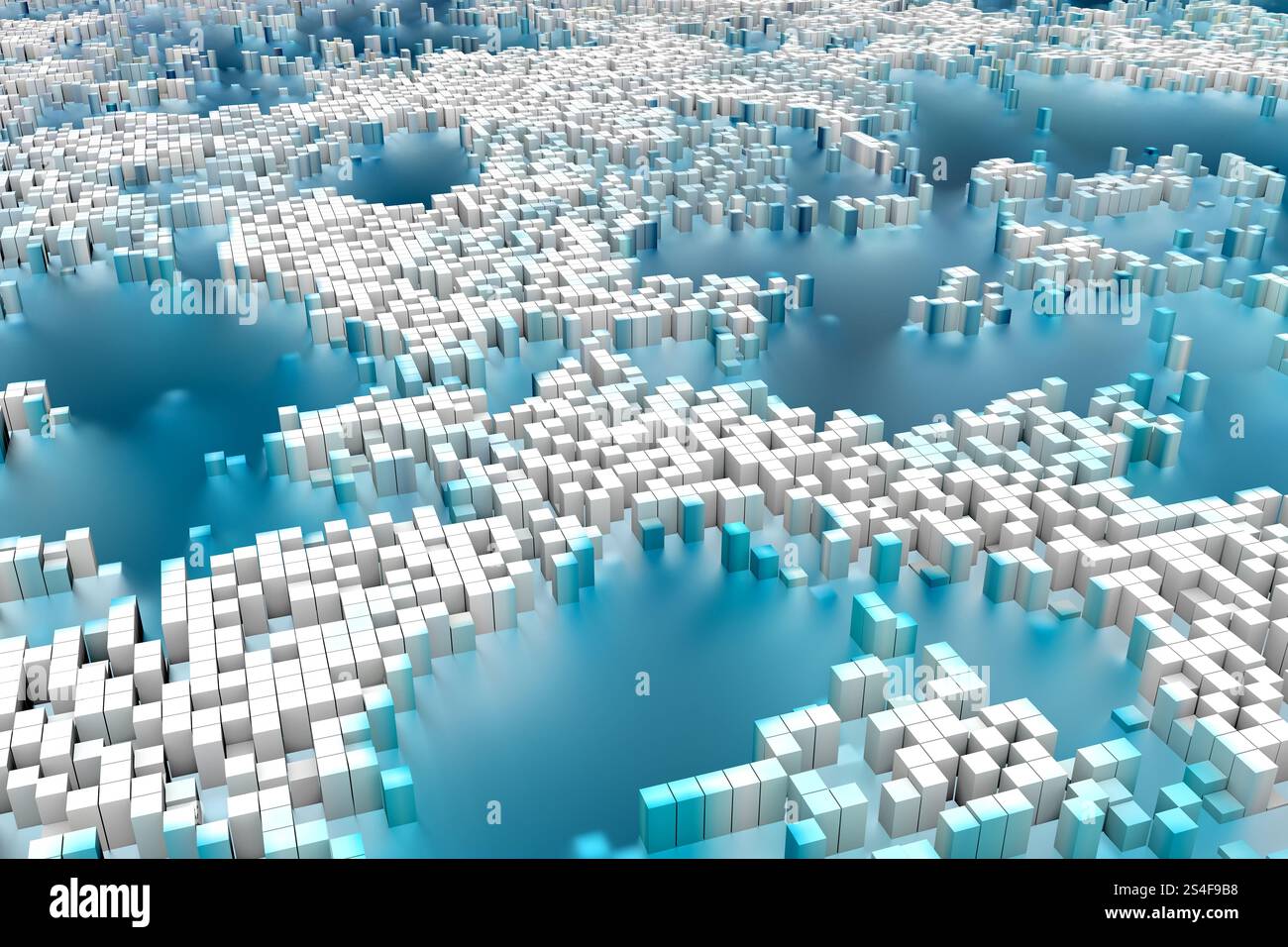 Colorful field of cube columns that make up the abstract entity. 3D ...