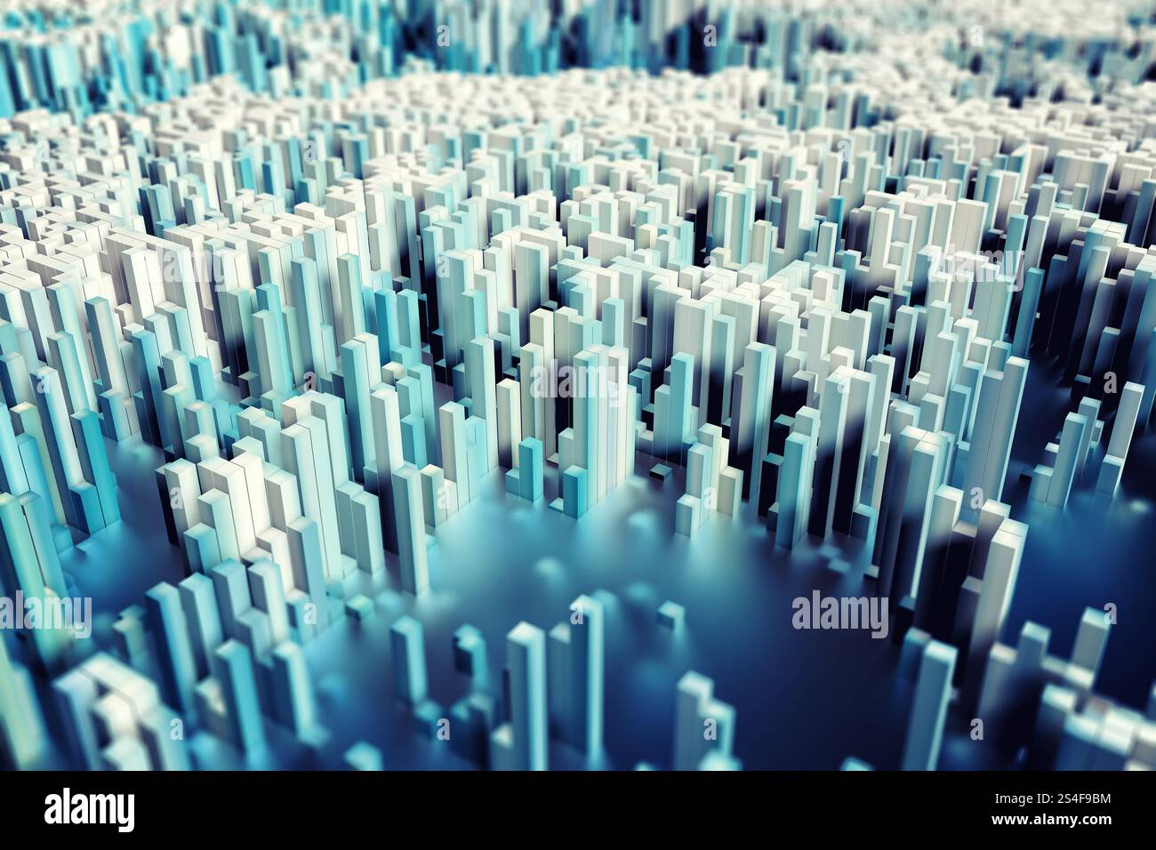 Colorful field of cube columns that make up the abstract entity. 3D ...