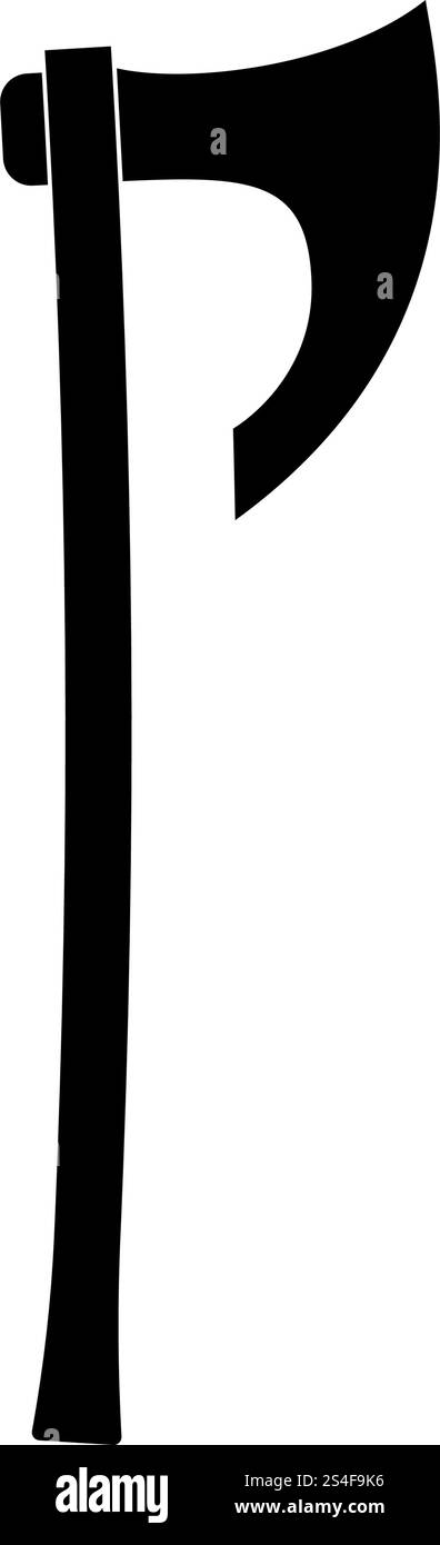 Ax with long handle Viking ax icon black color vector illustration flat ...