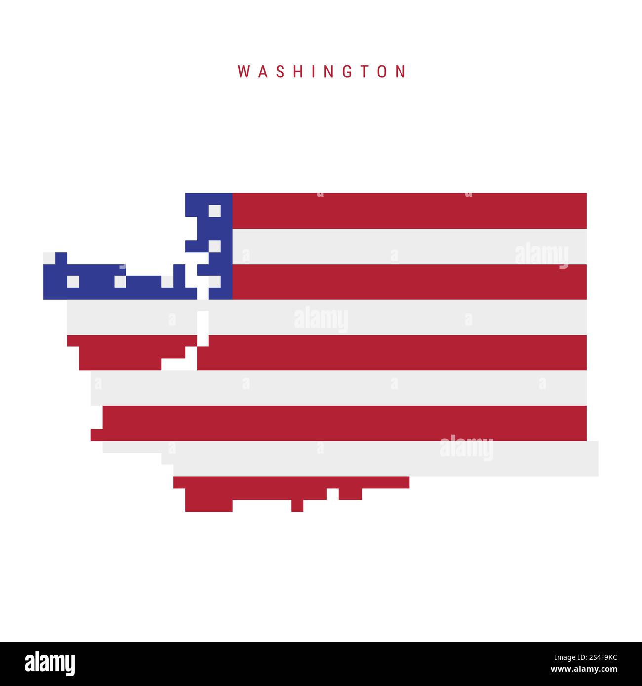 Washington pixel flag map icon. 8 bit pixel art map covered with ...