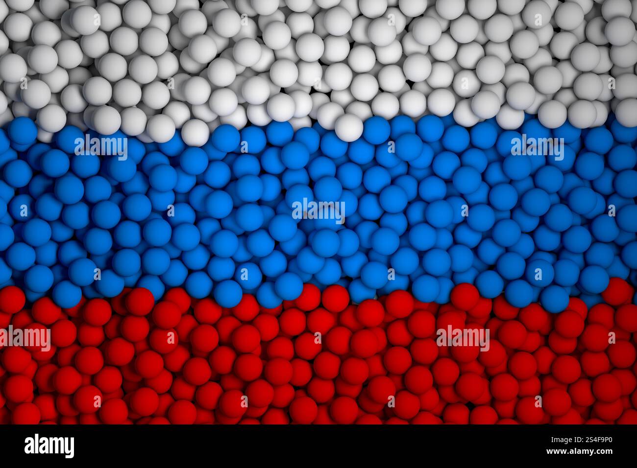 Many small colorful balls that form national flag of Russia. 3d render ...