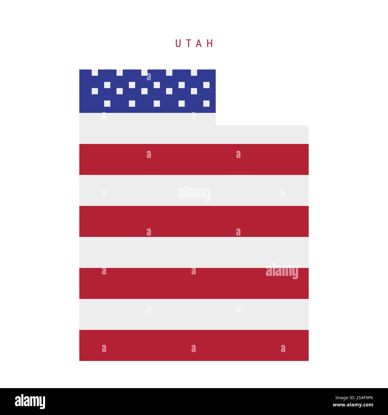 Utah pixel flag map icon. 8 bit pixel art map covered with american ...