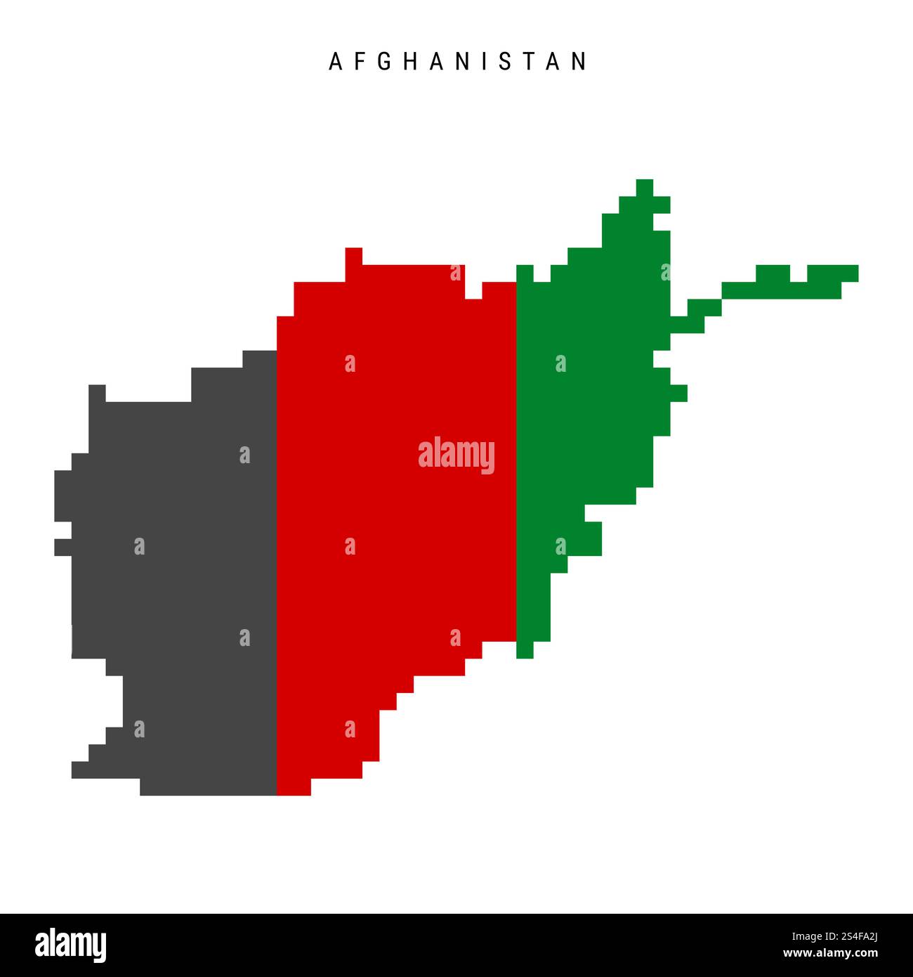 Afghanistan pixel flag map icon. 8 bit pixel art Afghan map covered with flag. Flat illustration ...