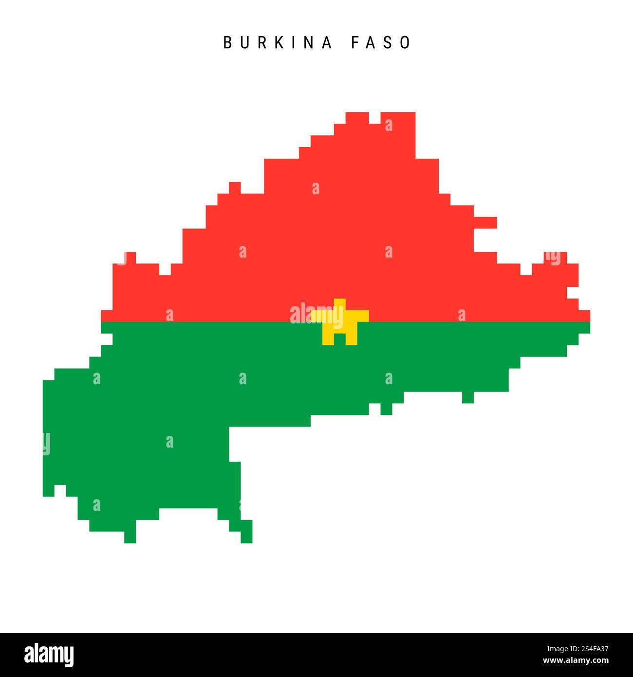Burkina Faso pixel flag map icon. 8 bit pixel art Upper Volta map ...