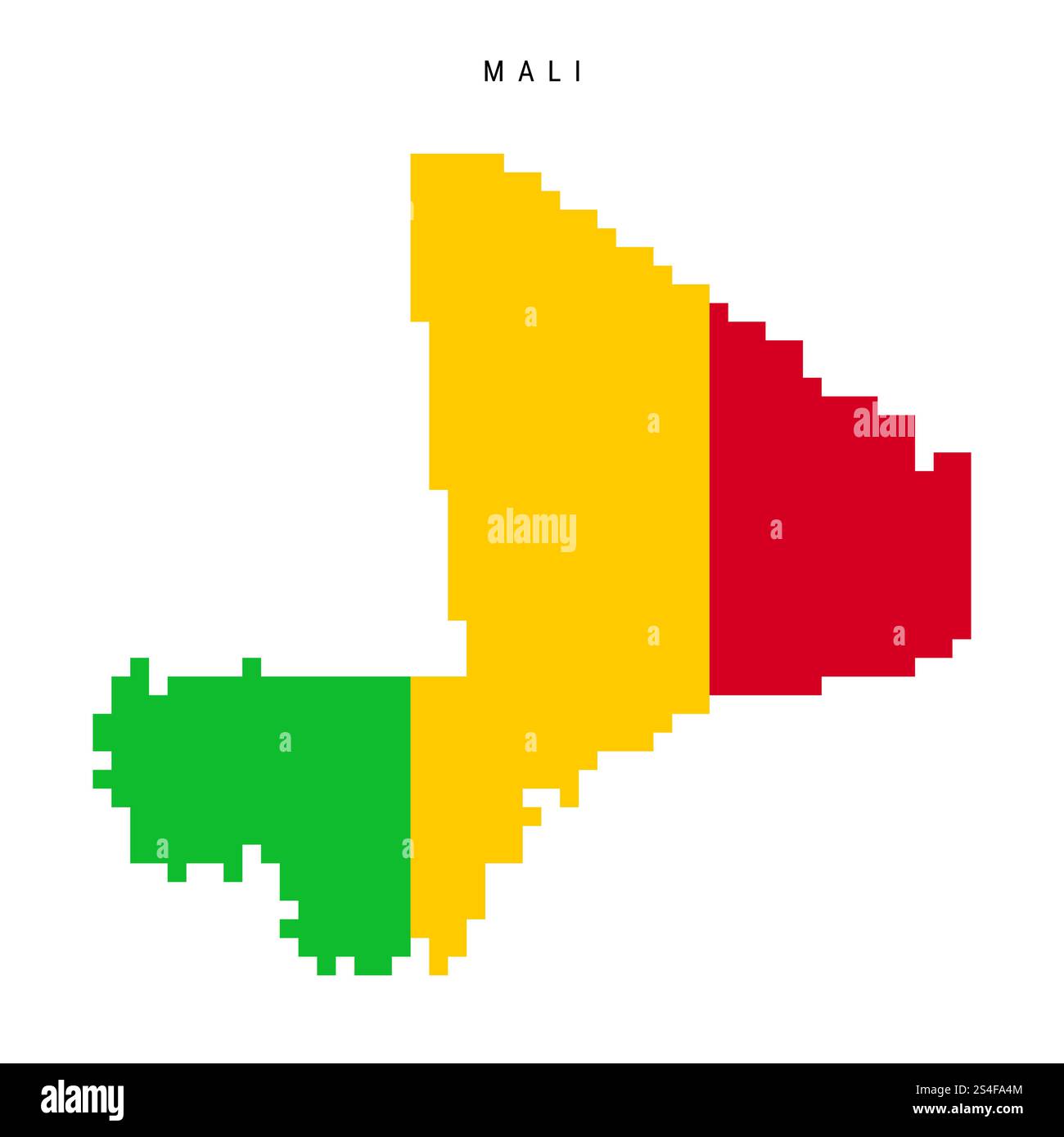Mali pixel flag map icon. 8 bit pixel art Malian map covered with flag. Flat illustration ...