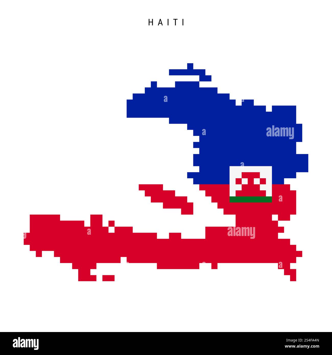 Haiti pixel flag map icon. 8 bit pixel art Haitian map covered with flag. Flat illustration ...