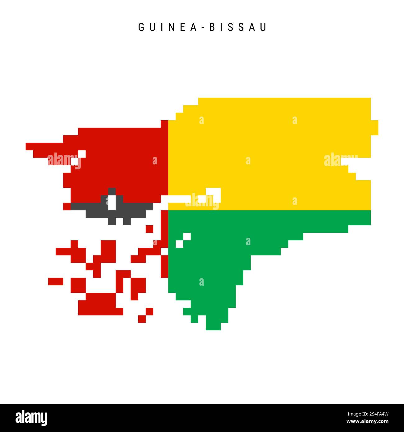 Guinea-Bissau pixel flag map icon. 8 bit pixel art Republic of Guinea ...