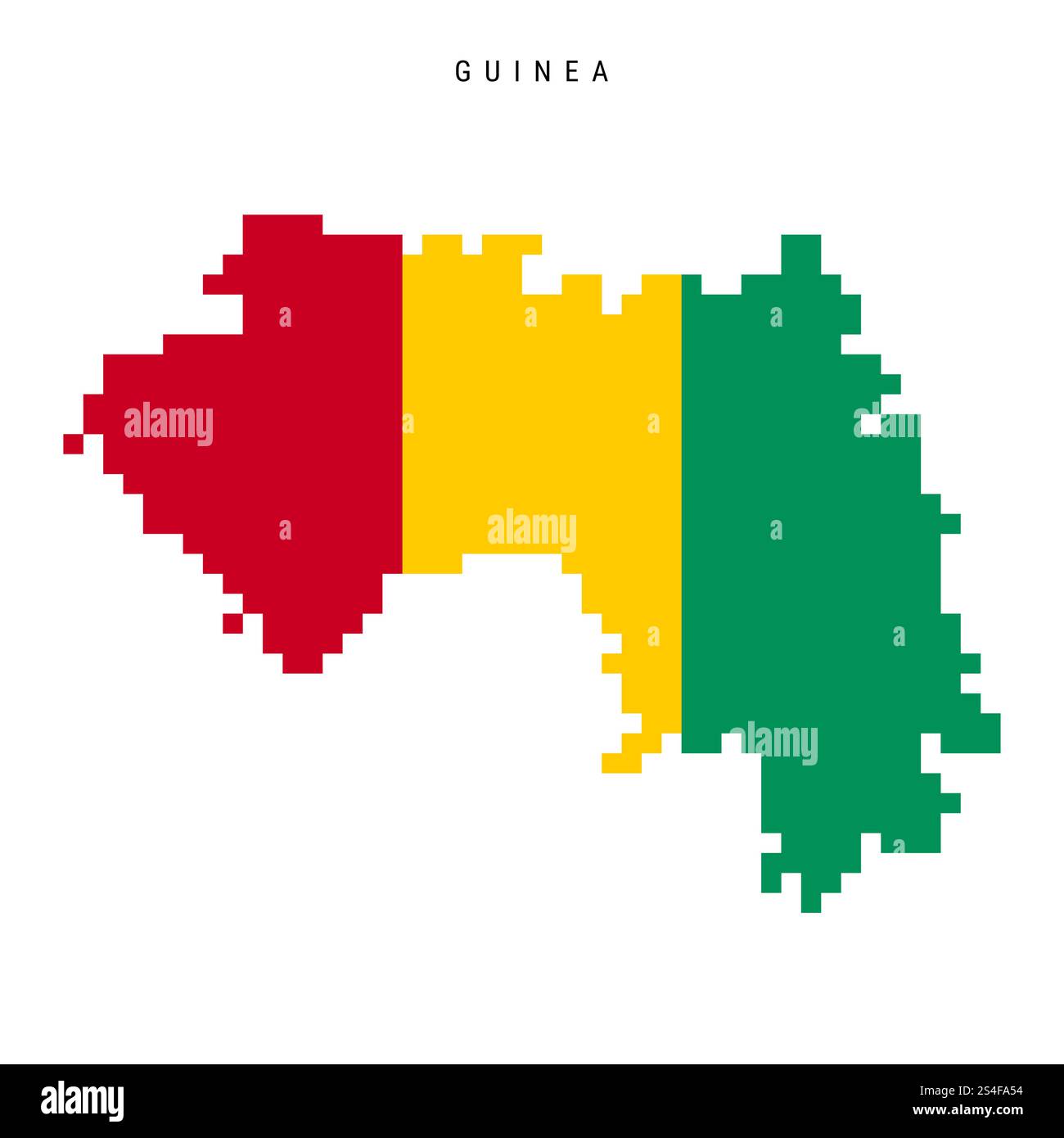 Guinea pixel flag map icon. 8 bit pixel art Republic of Guinea map ...