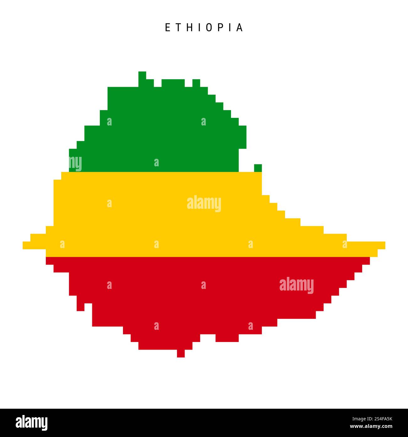 Ethiopia pixel flag map icon. 8 bit pixel art Ethiopian map covered ...