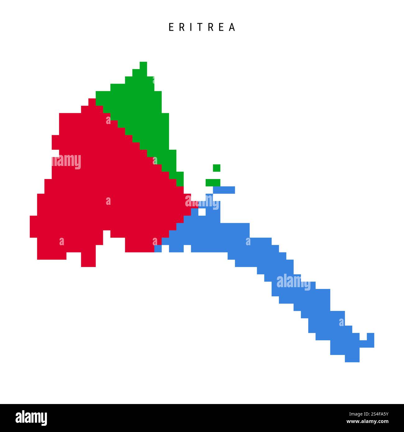 Eritrea pixel flag map icon. 8 bit pixel art Eritrean map covered with flag. Flat illustration ...