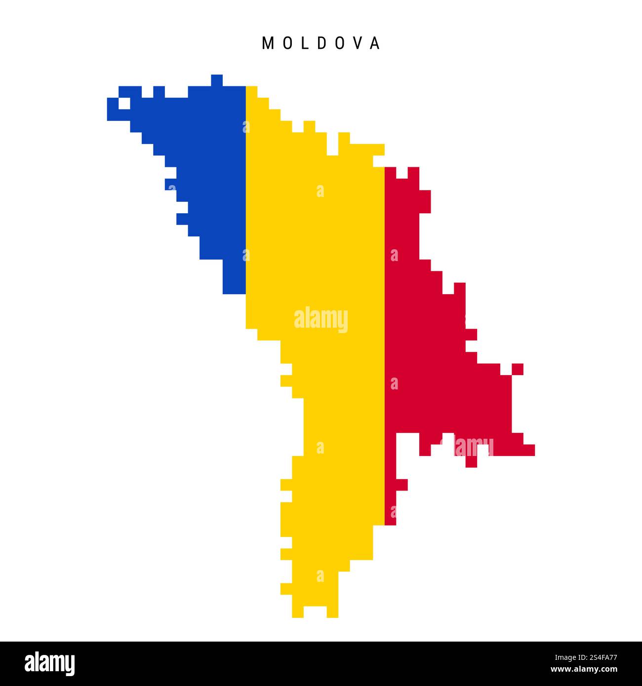 Moldova pixel flag map icon. 8 bit pixel art Moldavian map covered with flag. Flat illustration ...