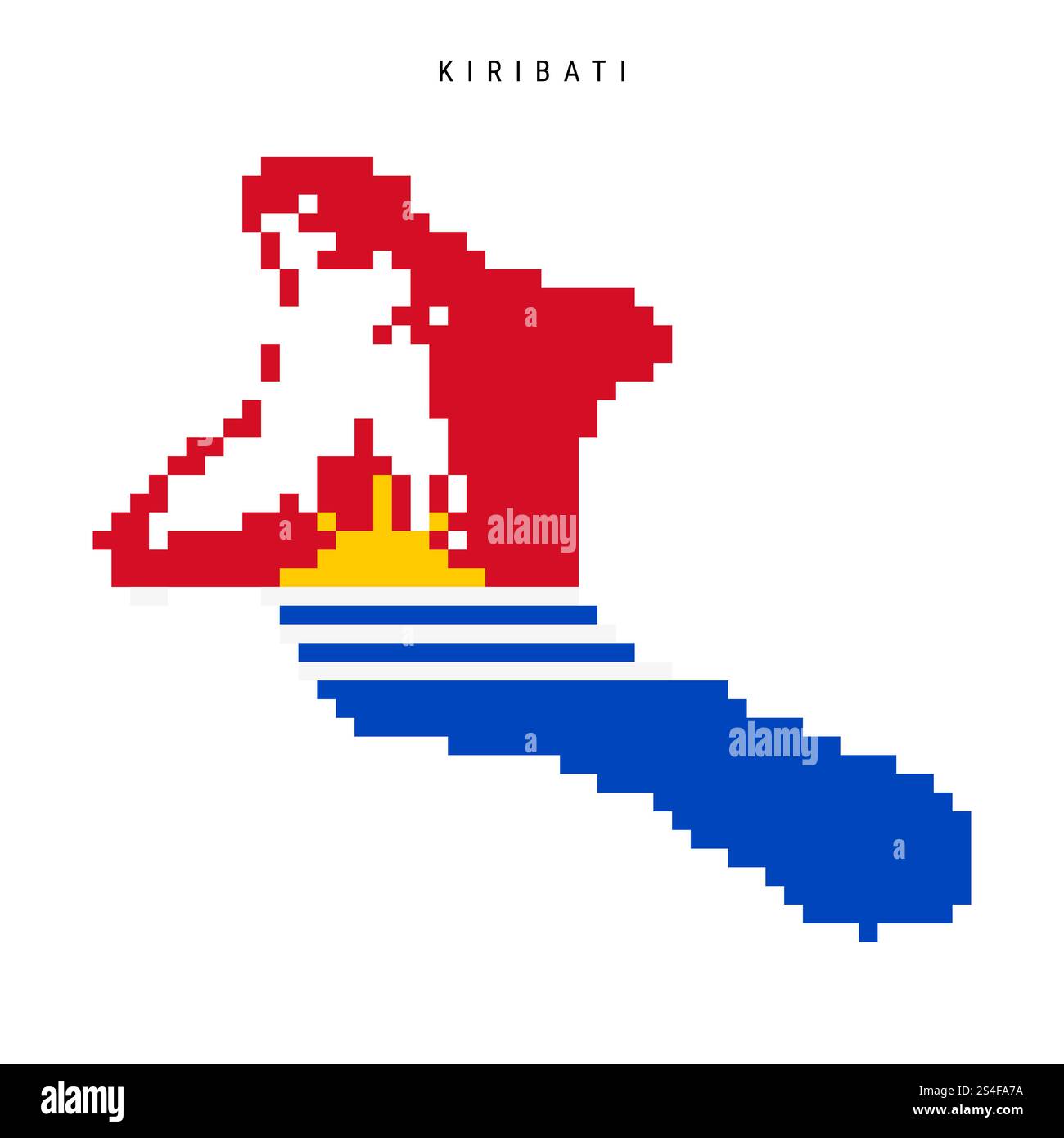 Kiribati pixel flag map icon. 8 bit pixel art Republic of Kiribati map ...