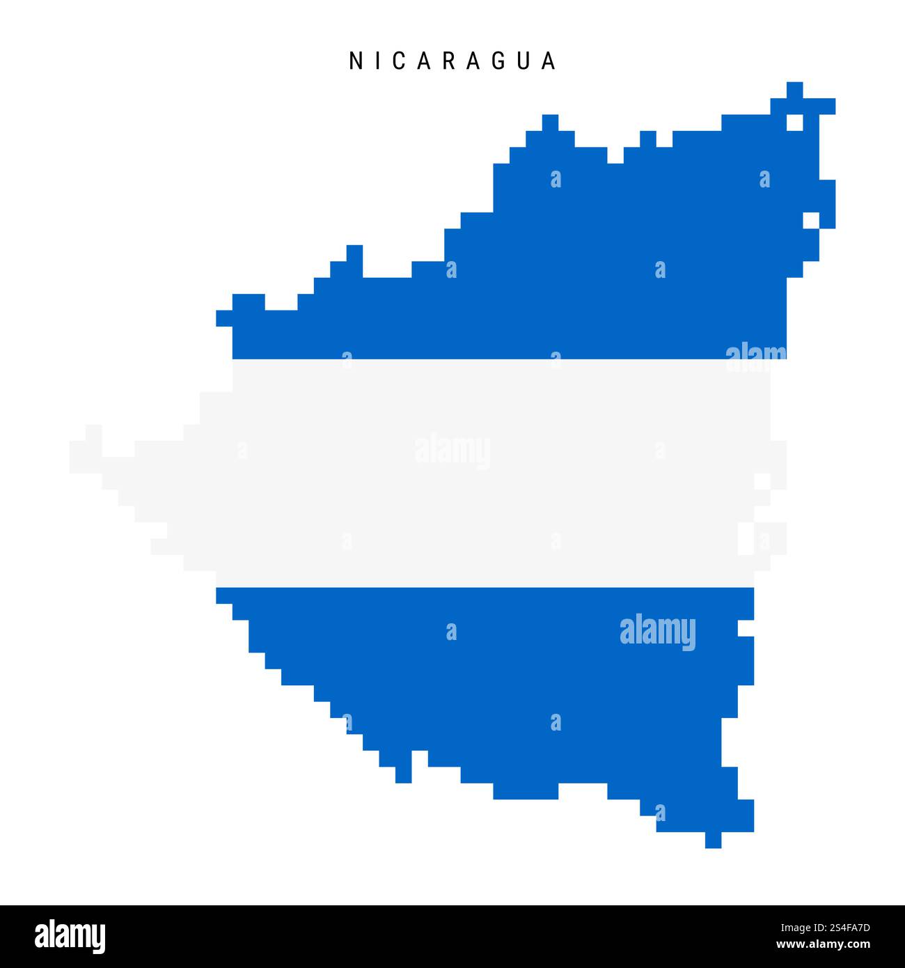 Nicaragua pixel flag map icon. 8 bit pixel art Nicaraguan map covered ...