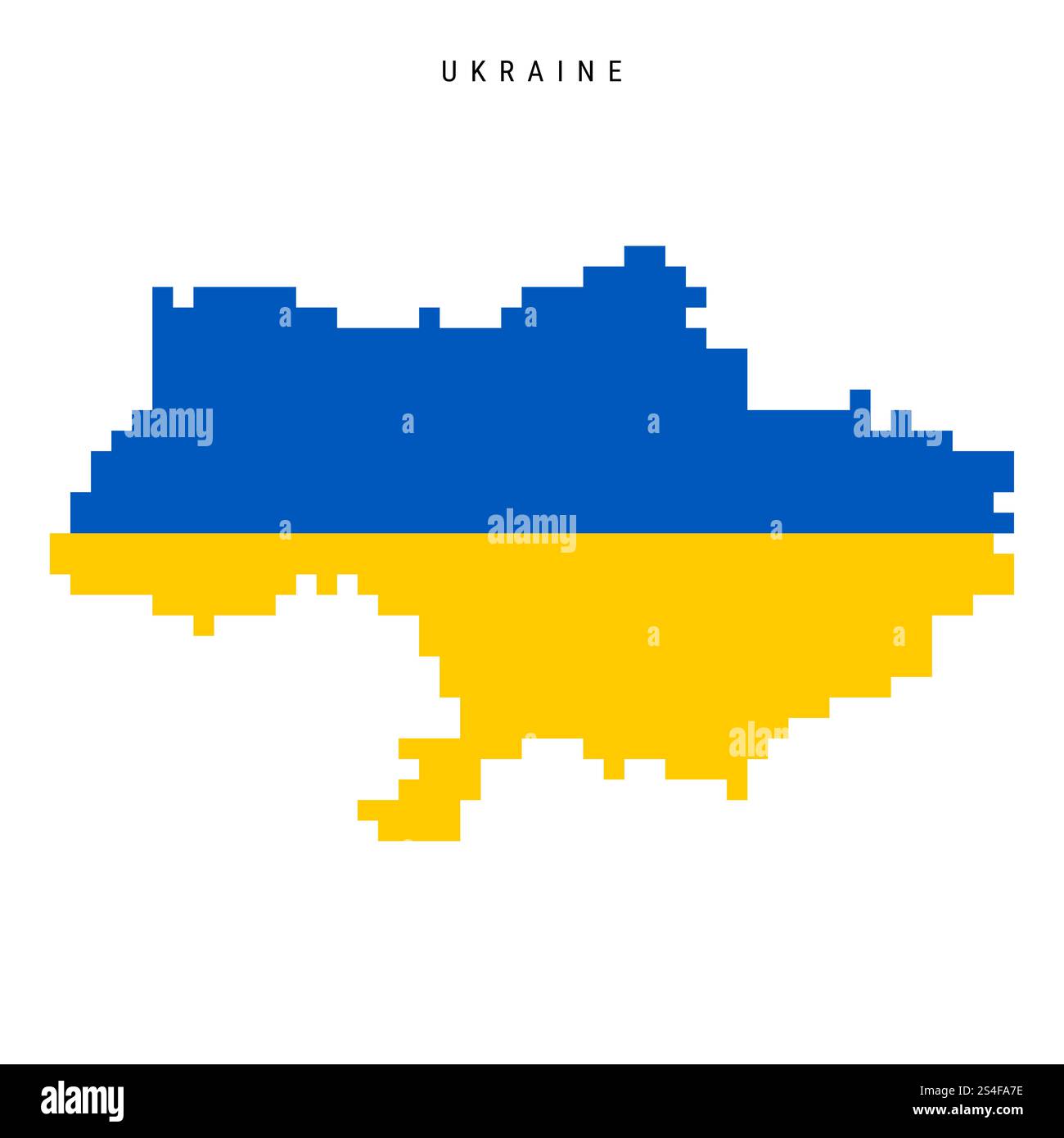 Ukraine pixel flag map icon. 8 bit pixel art Ukrainian map covered with ...