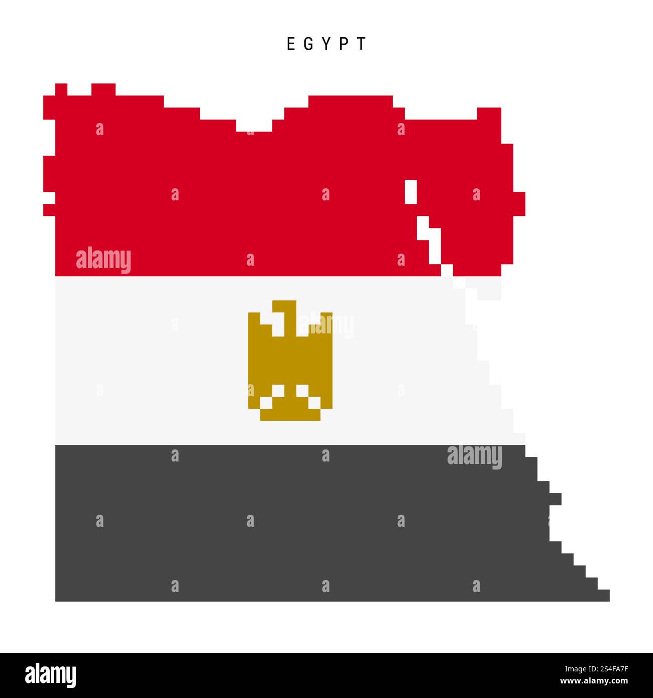 Egypt pixel flag map icon. 8 bit pixel art Egyptian map covered with ...