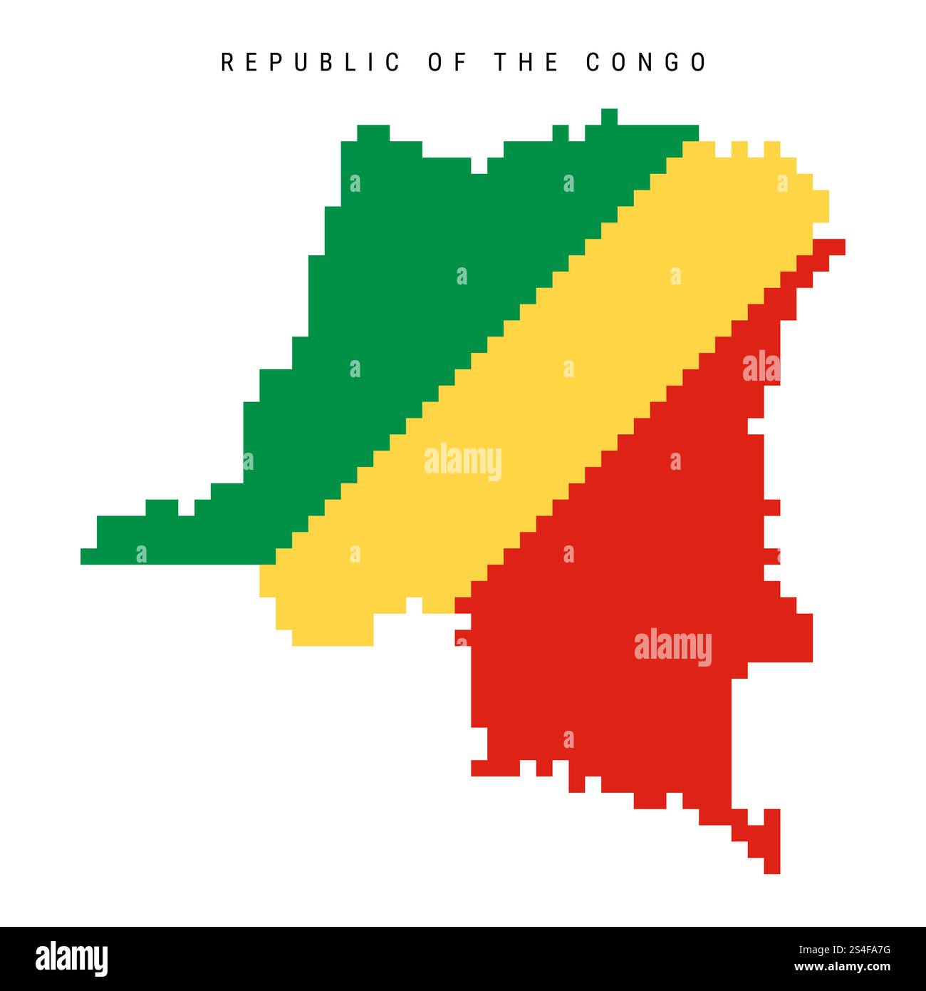 Republic of the Congo pixel flag map icon. 8 bit pixel art Congolese ...